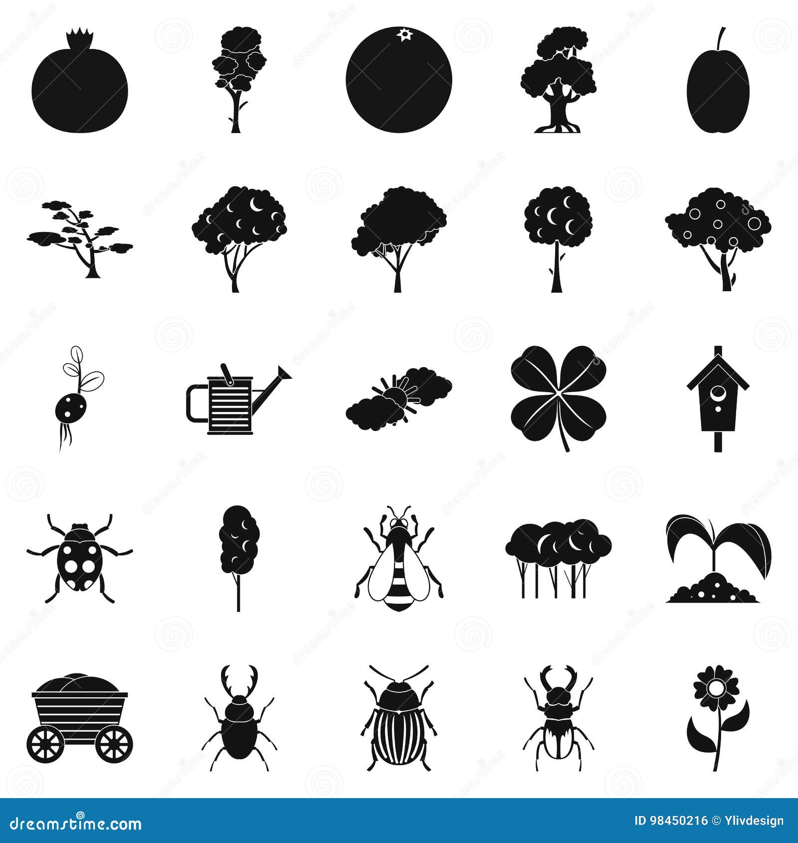 Green Fodder Icons Set, Simple Style Stock Vector - Illustration of ...