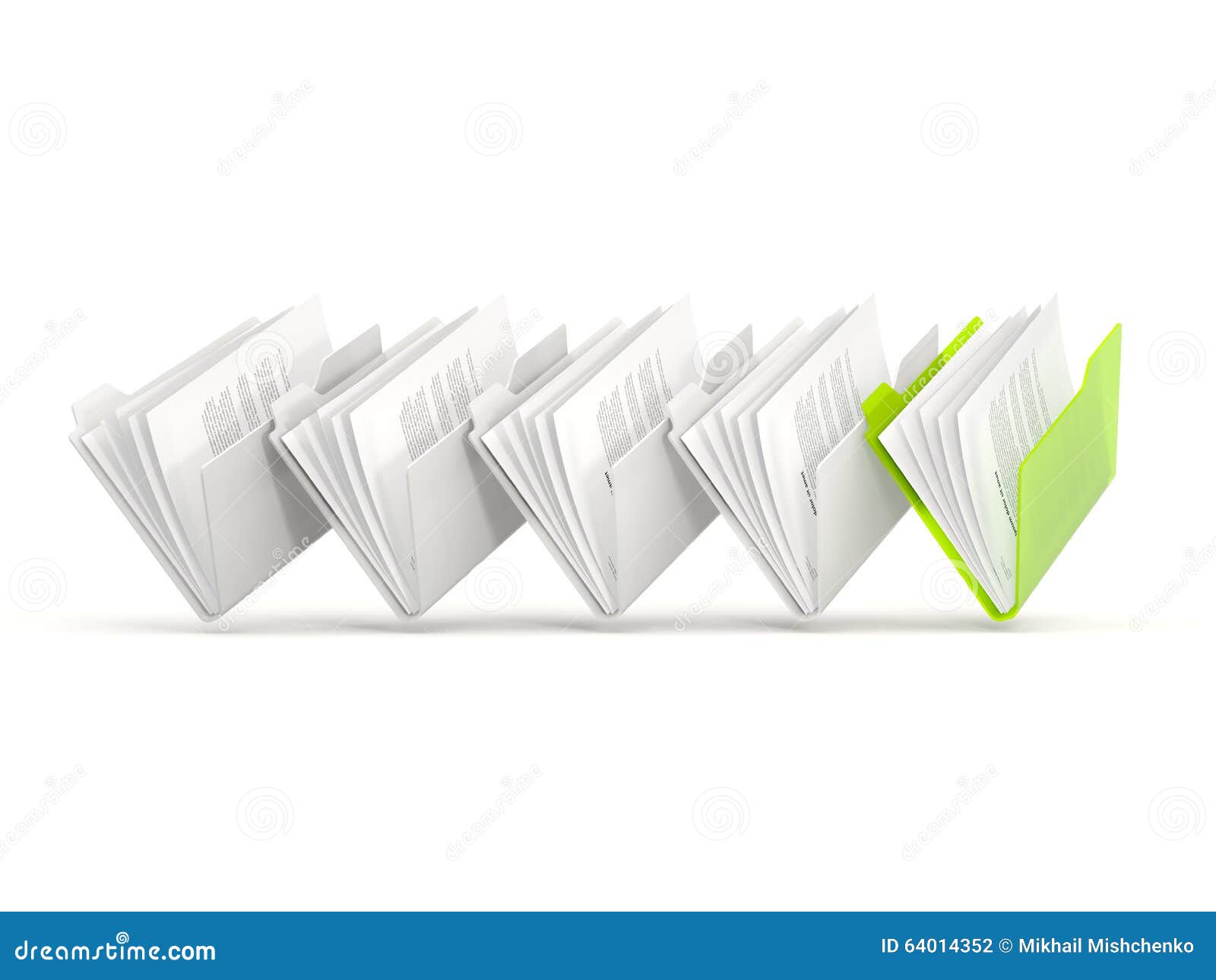 Green folder in a row stock illustration. Illustration of folder - 64014352
