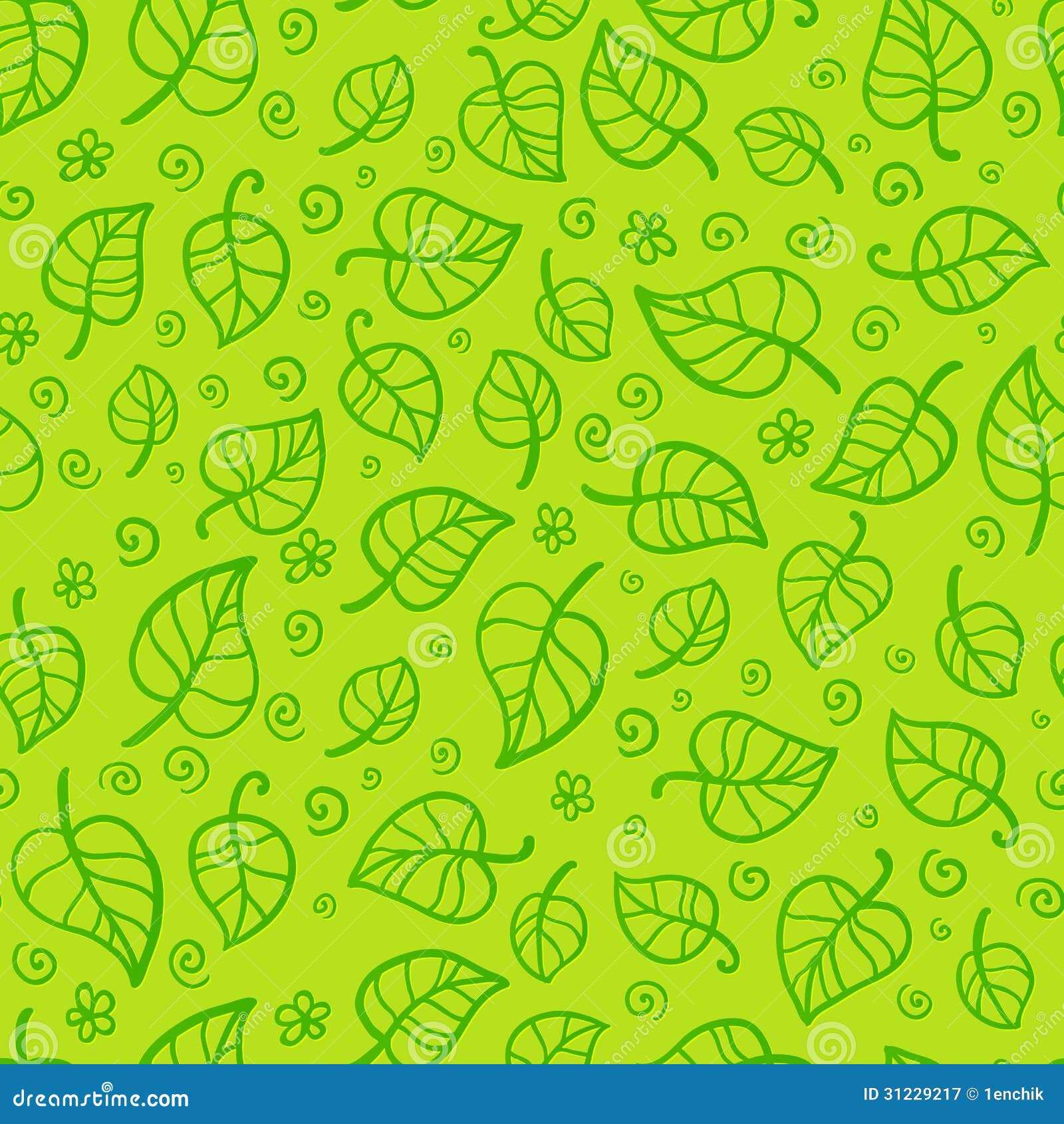 Green Foliage Cartoon Vector Seamless Pattern Stock Vector ...
