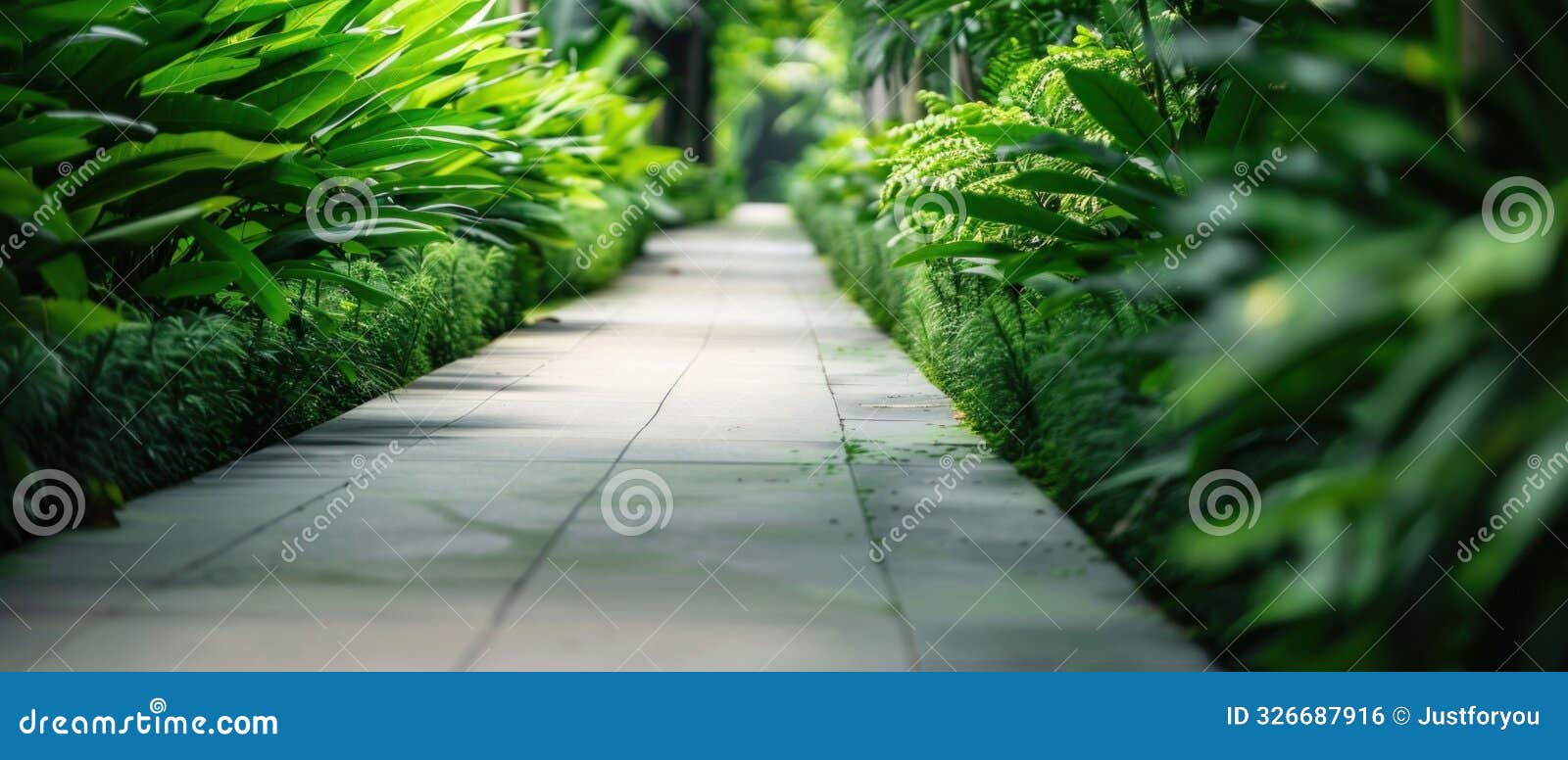 Green Foliage Lining a Serene Pathway in a Park. Generative Ai Stock ...
