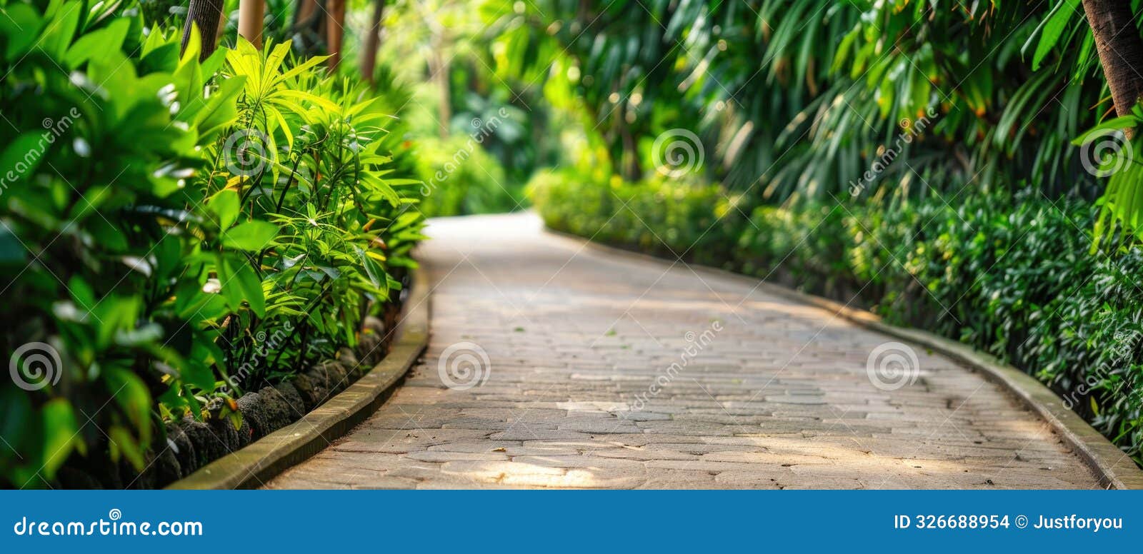 Green Foliage Lining a Serene Pathway in a Park. Generative Ai Stock ...