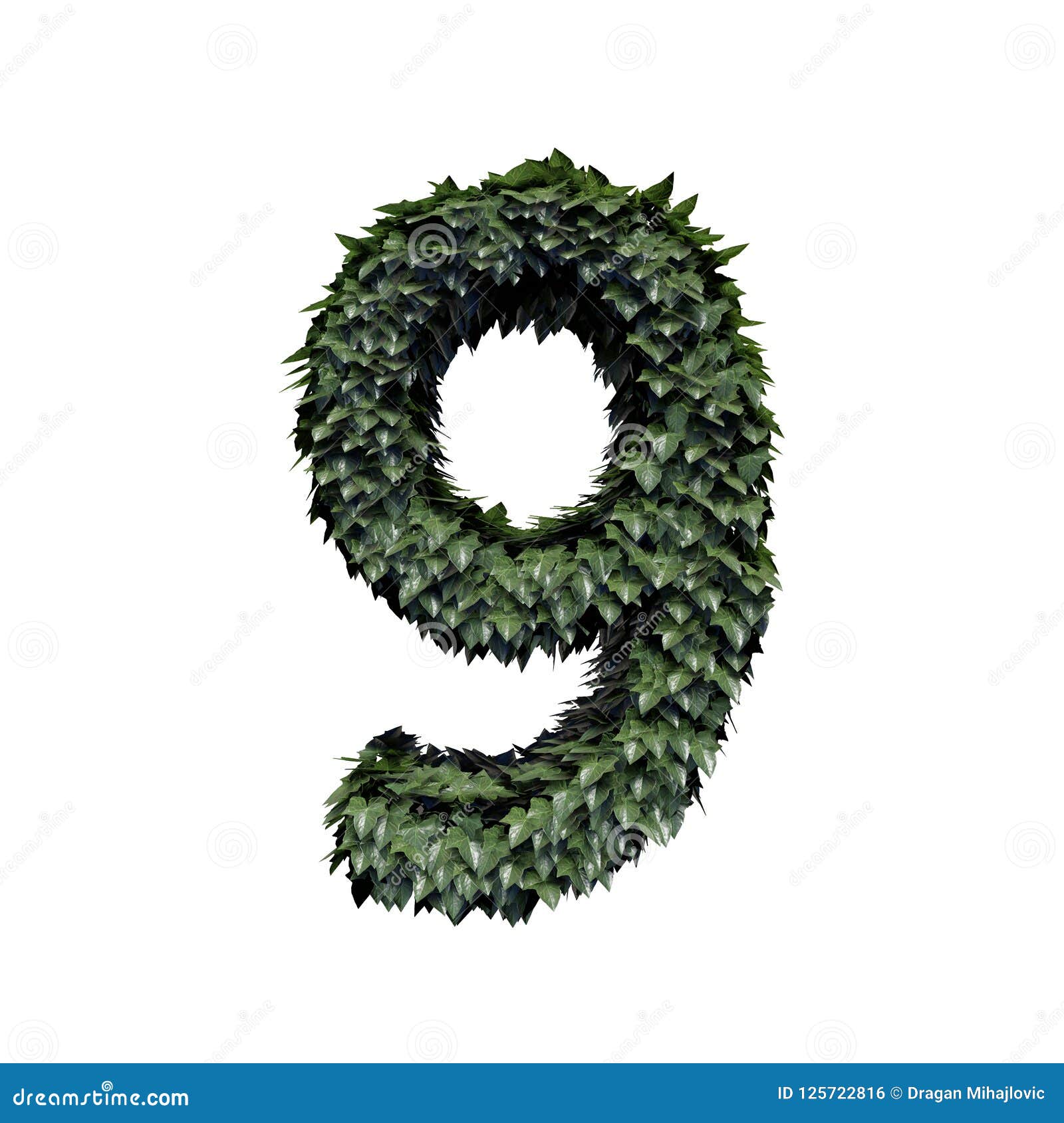 Green Foliage Number 9 stock illustration. Illustration of text - 125722816