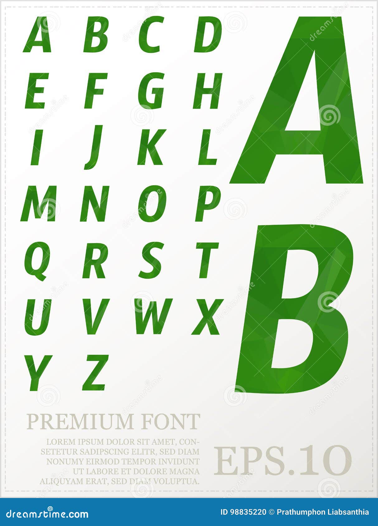 Green Font Low Poly Artistic Color Font with Brush Texture Stock Vector ...