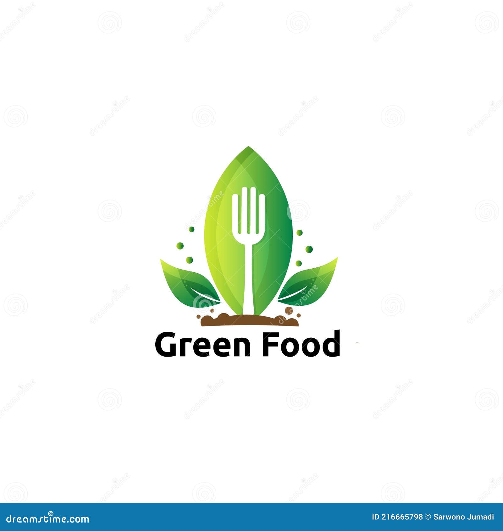 Green Food with Green Leaf Logo Vector Concept, Icon, Element, and ...