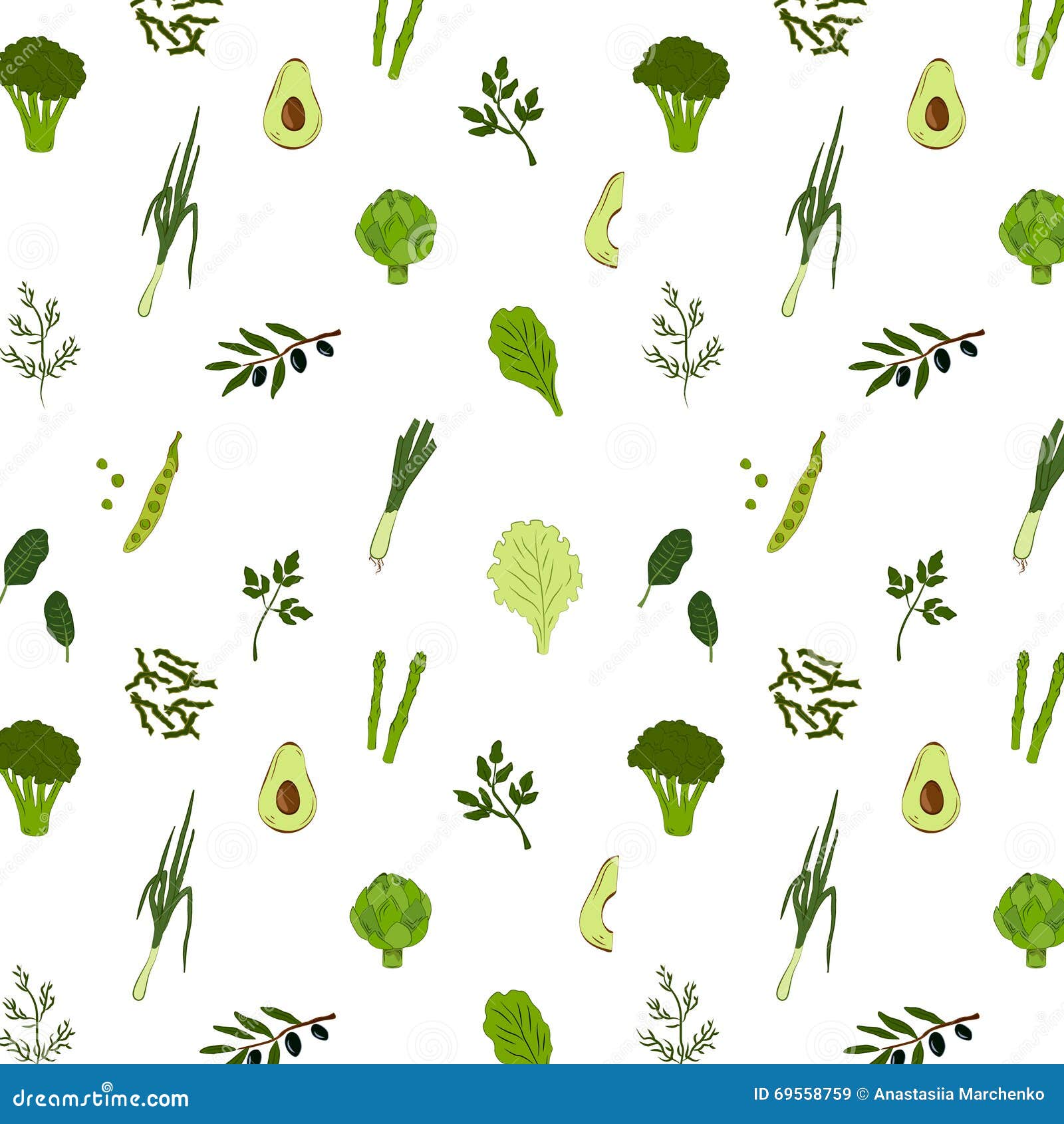 Green Food Seamless Pattern Stock Vector - Illustration of pattern ...