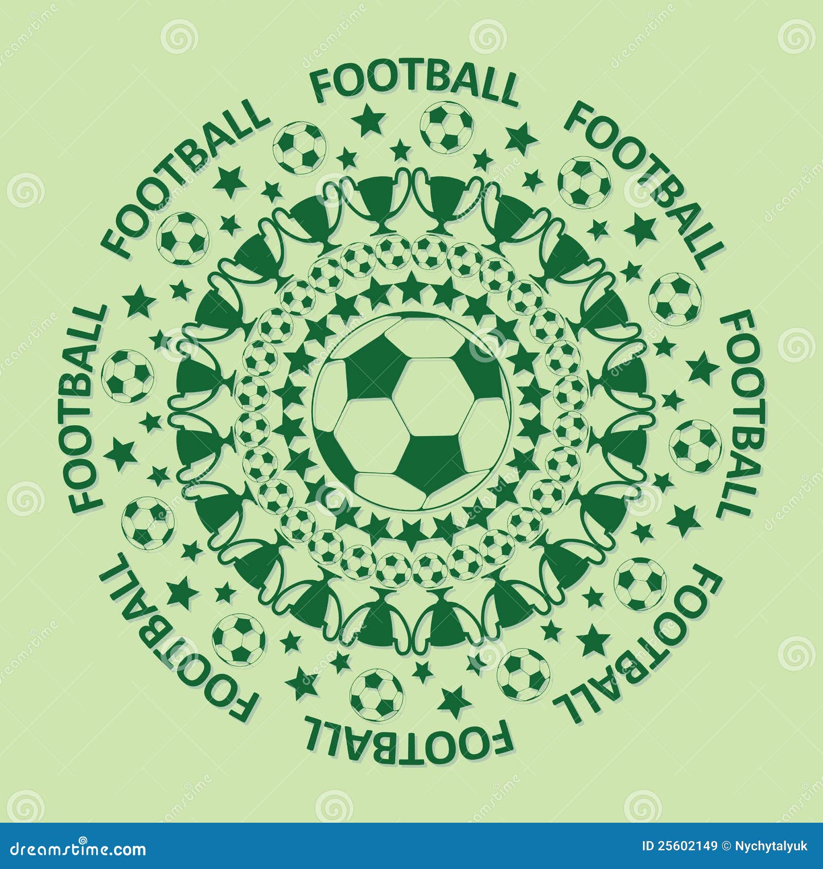 Green Football Rubber Stamp or Mandala Stock Vector - Illustration of ...