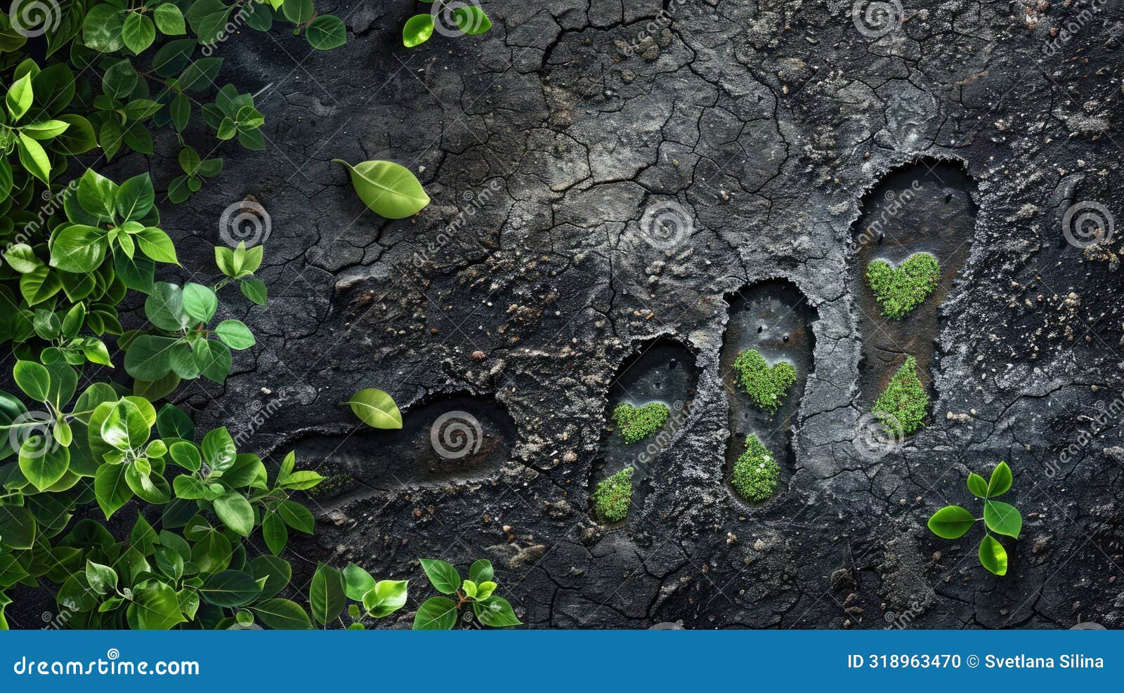 Green Footprints on the Ground, Representing Footsteps Towards a Lower ...