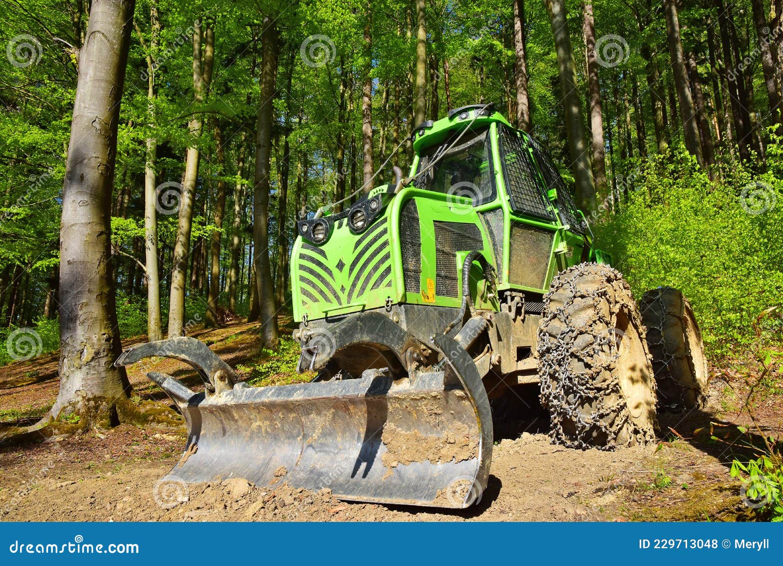 Forest engine bulldozer stock photo. Image of engine - 229713048