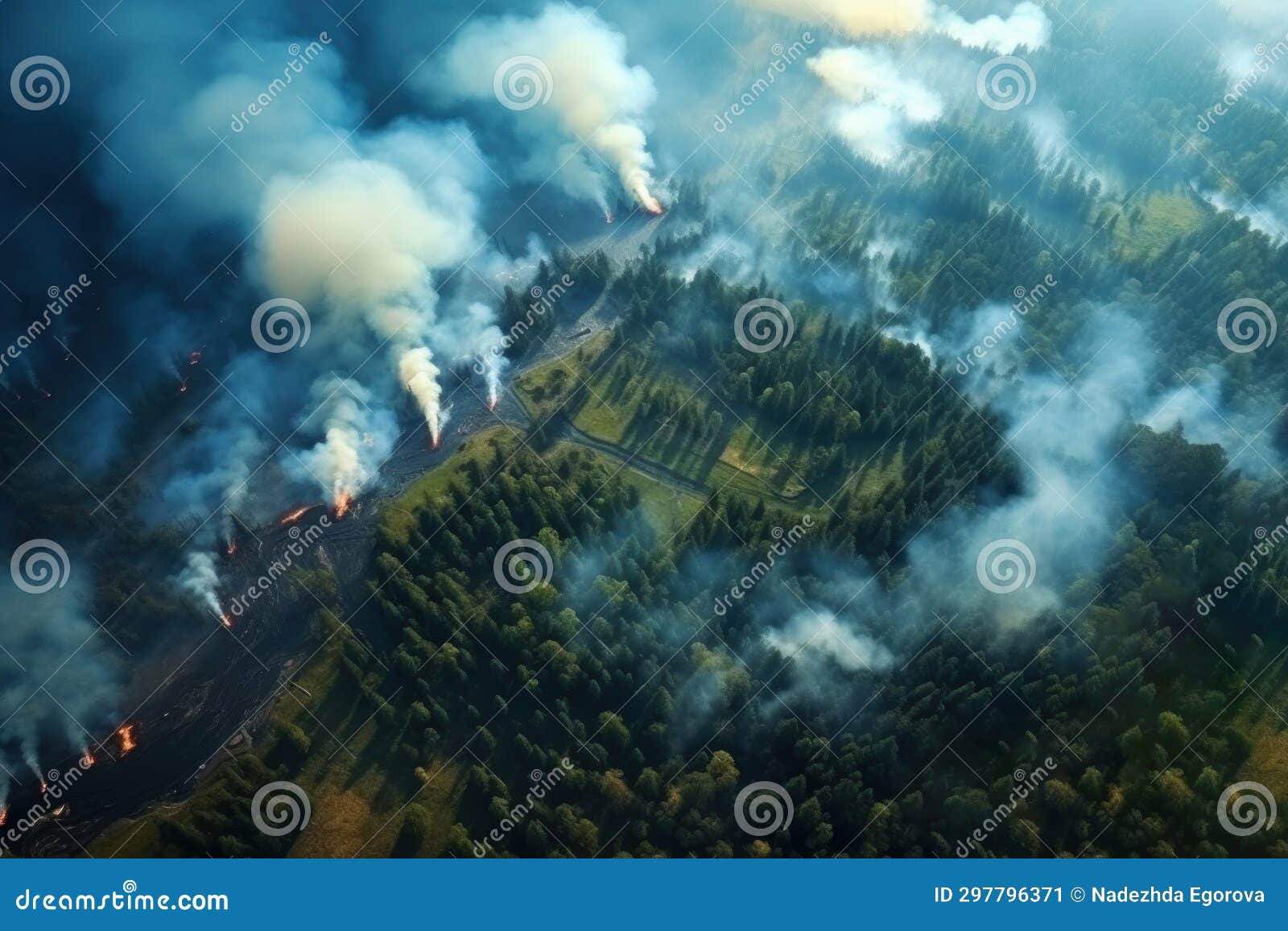 Green Forest in Fire, Natural Disaster, Climate Change, Global Warming ...