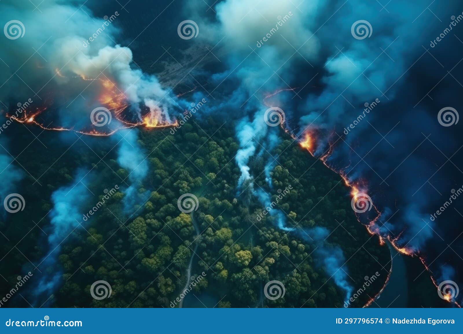 Green Forest in Fire, Natural Disaster, Climate Change, Global Warming ...