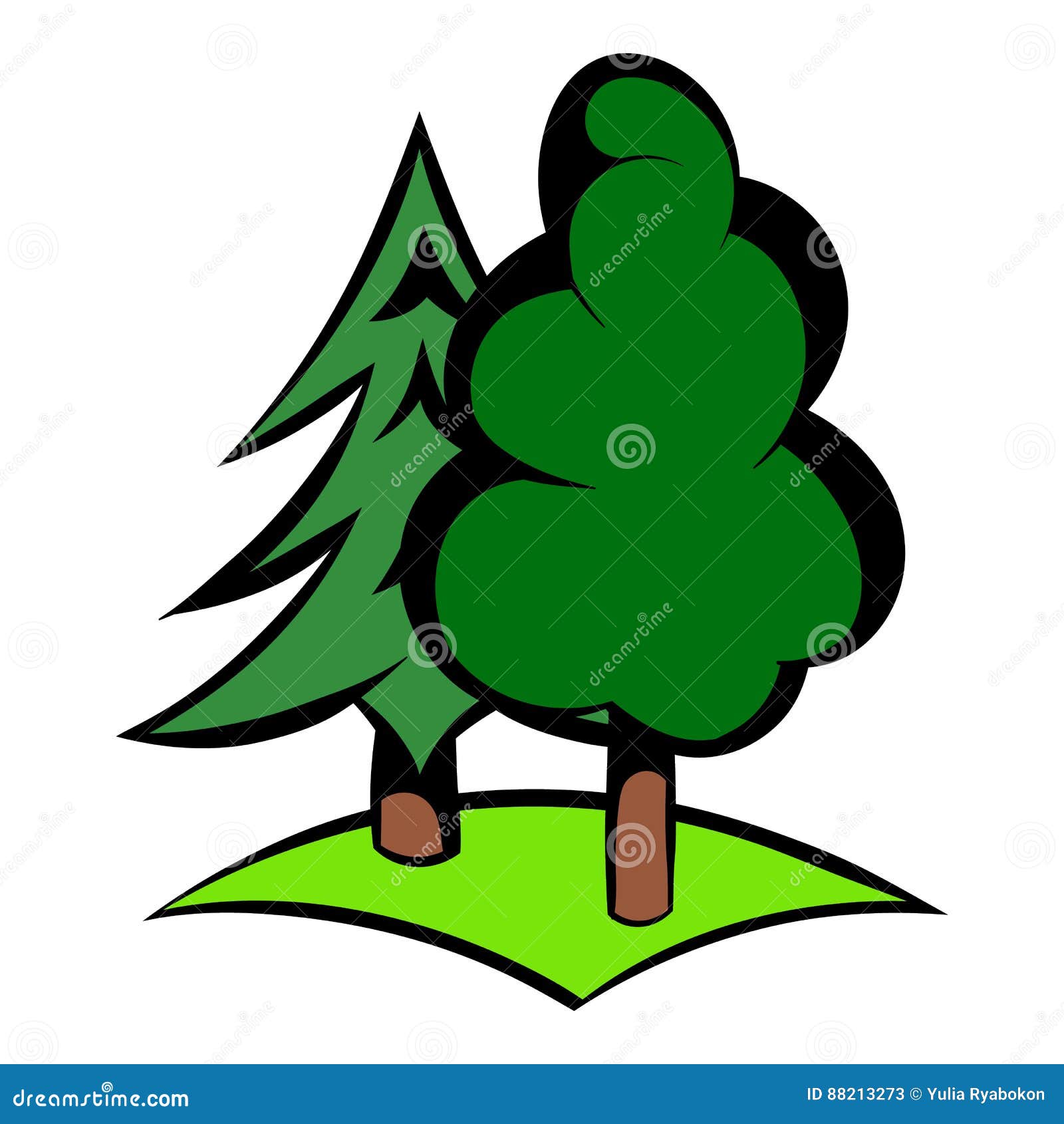 Green Forest Icon, Icon Cartoon Stock Vector - Illustration of bush ...