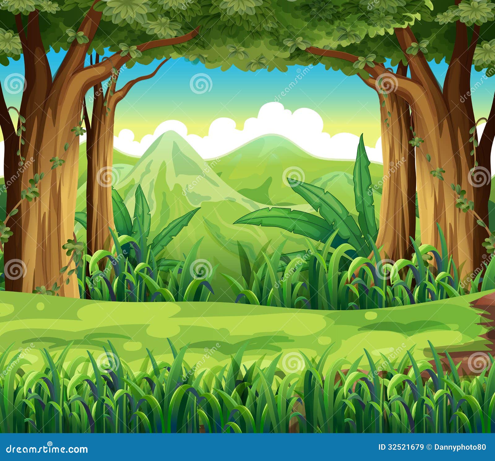 Green Forest. Vector Illustration Of National Treasure Wooden ...