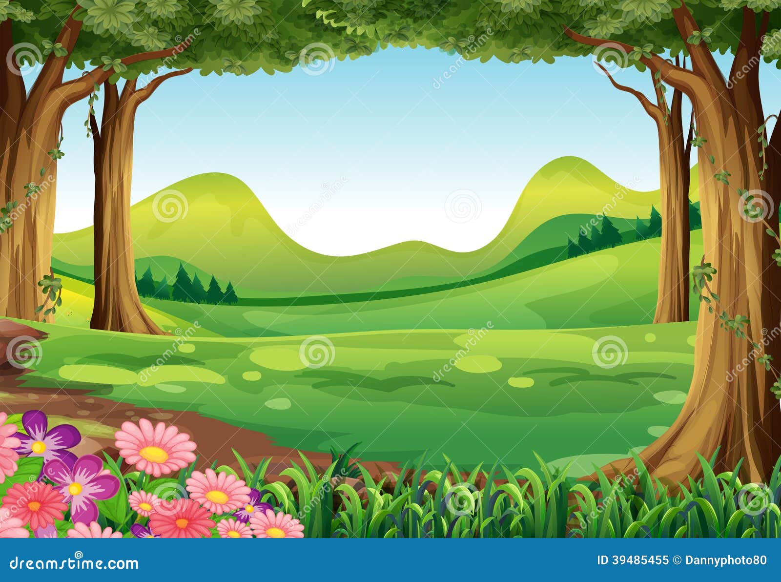 Green Forest. Vector Illustration Of National Treasure Wooden ...