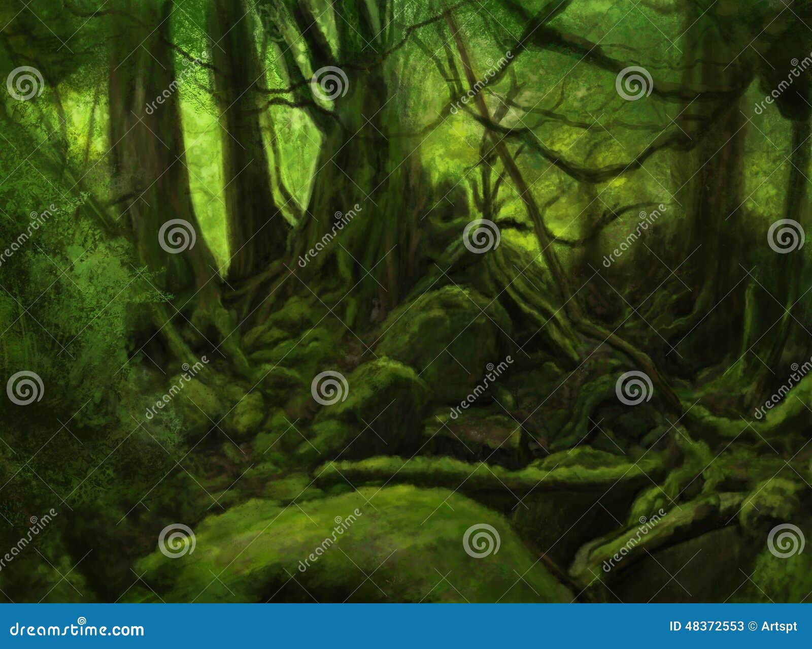 Green forest landscape stock illustration. Illustration of foliage ...