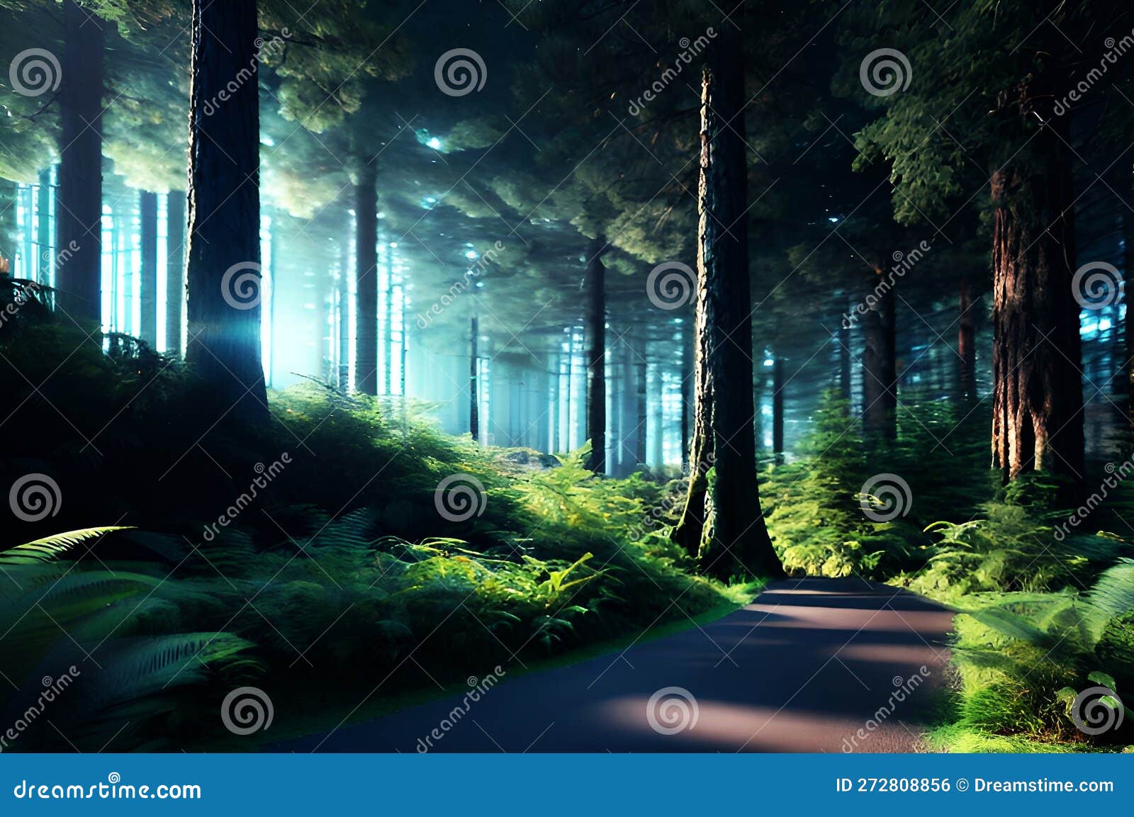 Green forest and light stock illustration. Illustration of darkness ...