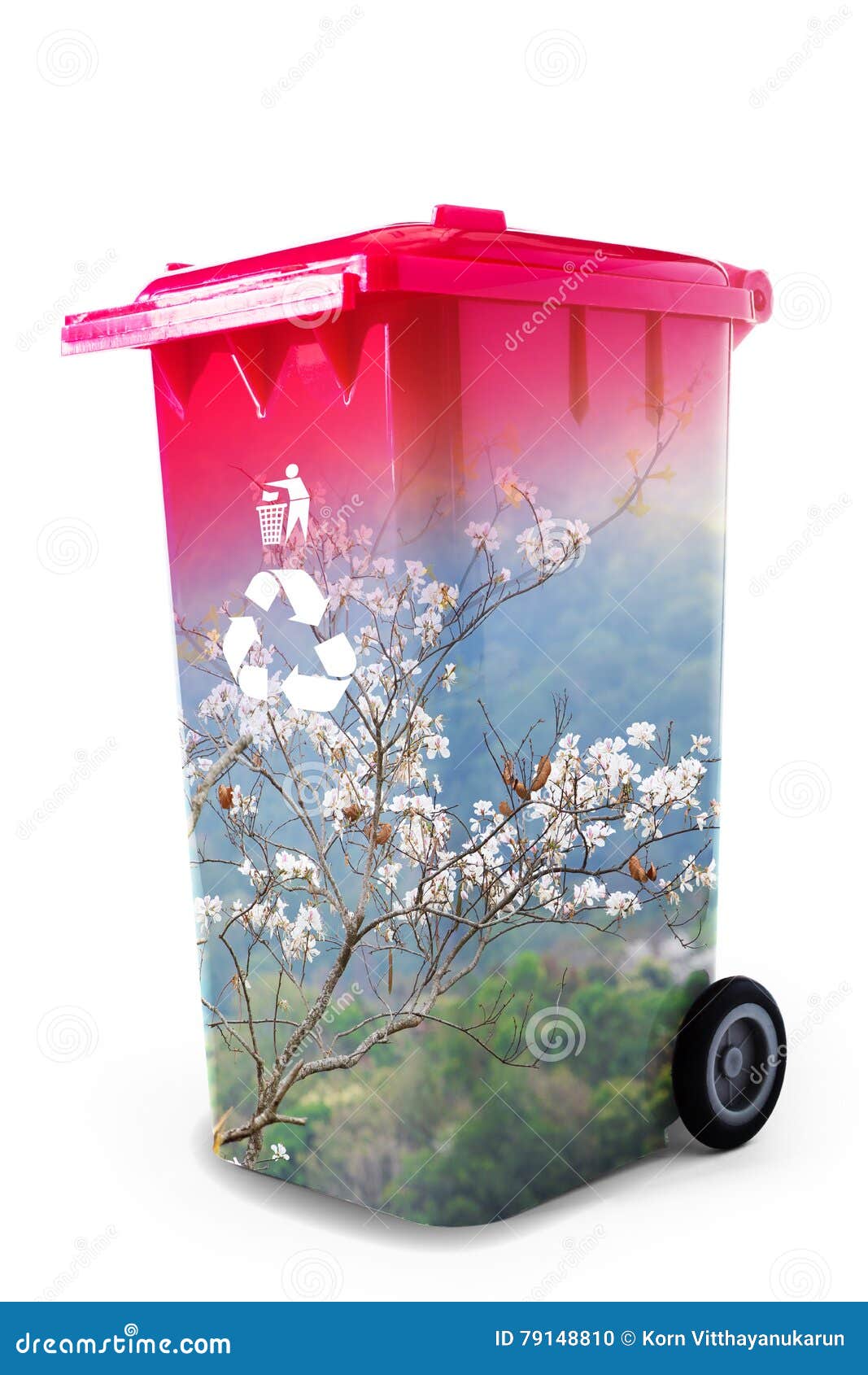 Green forest recycle bin stock photo. Image of recycling - 79148810