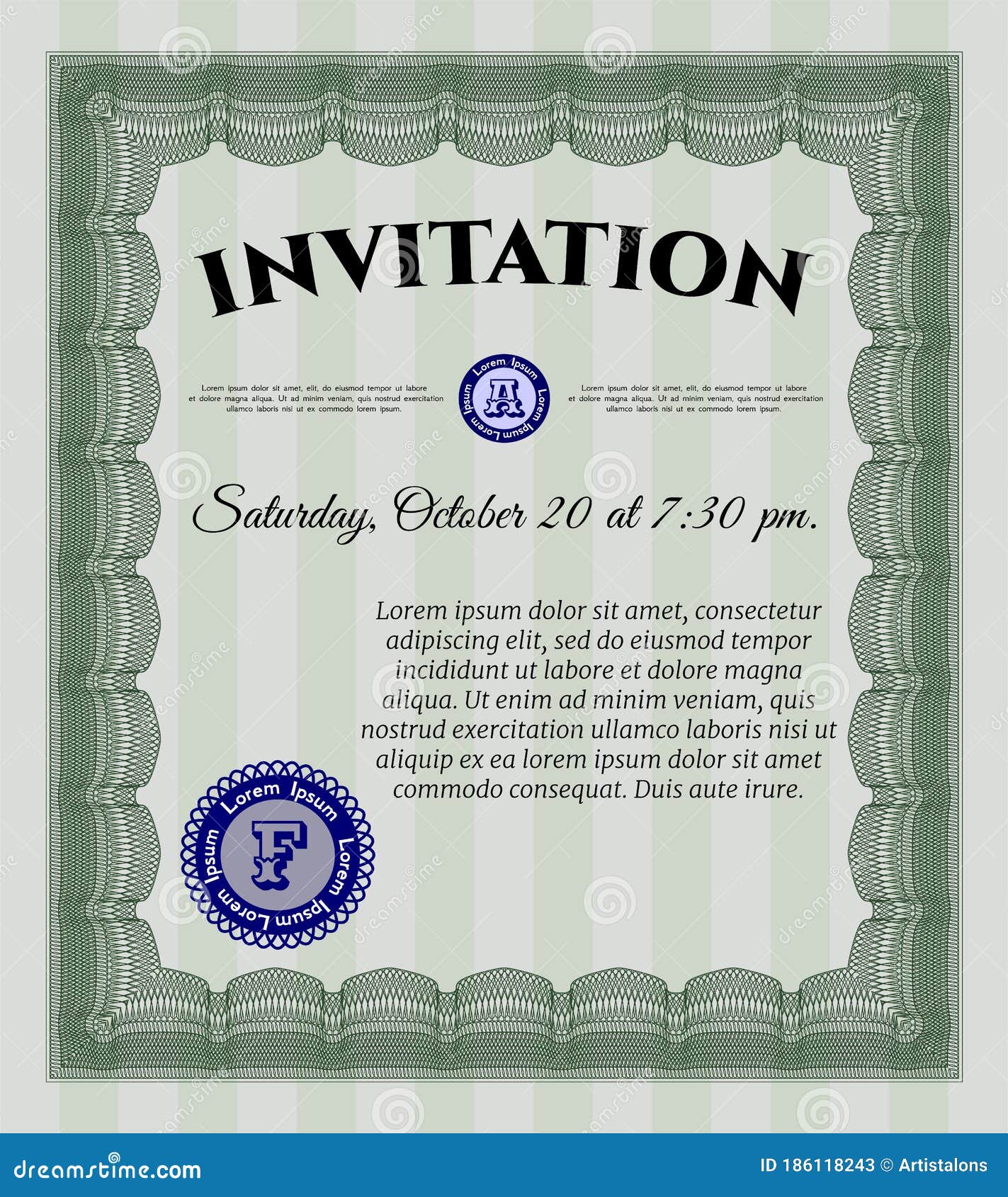 Formal Invitation. Artistry Design. Easy To Print. Vector Illustration ...