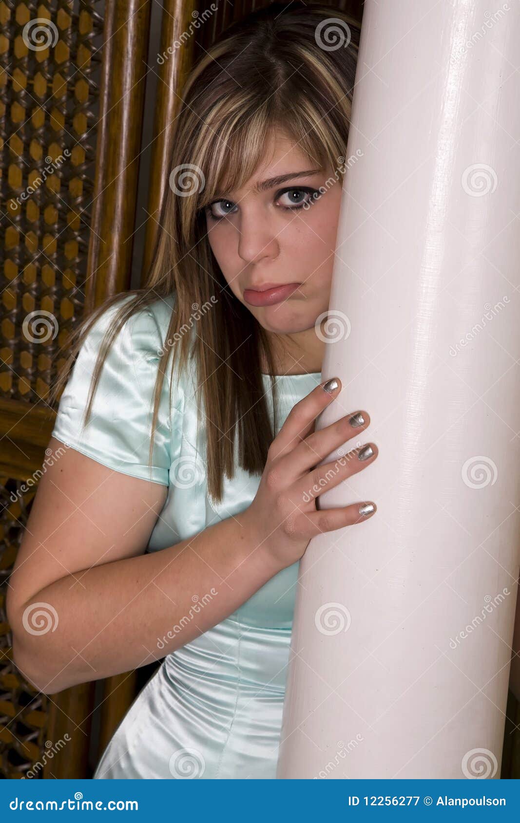 Green Formal Sad Expression Stock Image - Image of grad, girl: 12256277