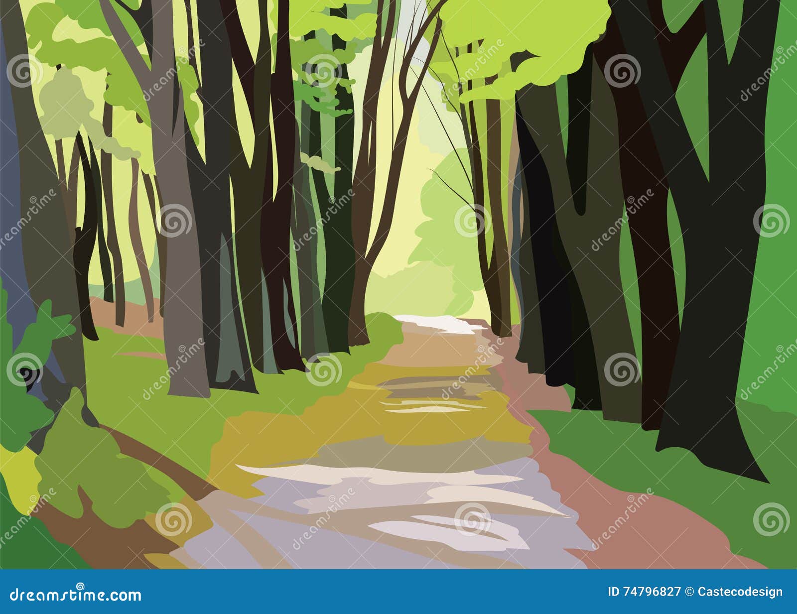 Green Forrest Trees Vector stock vector. Illustration of season - 74796827
