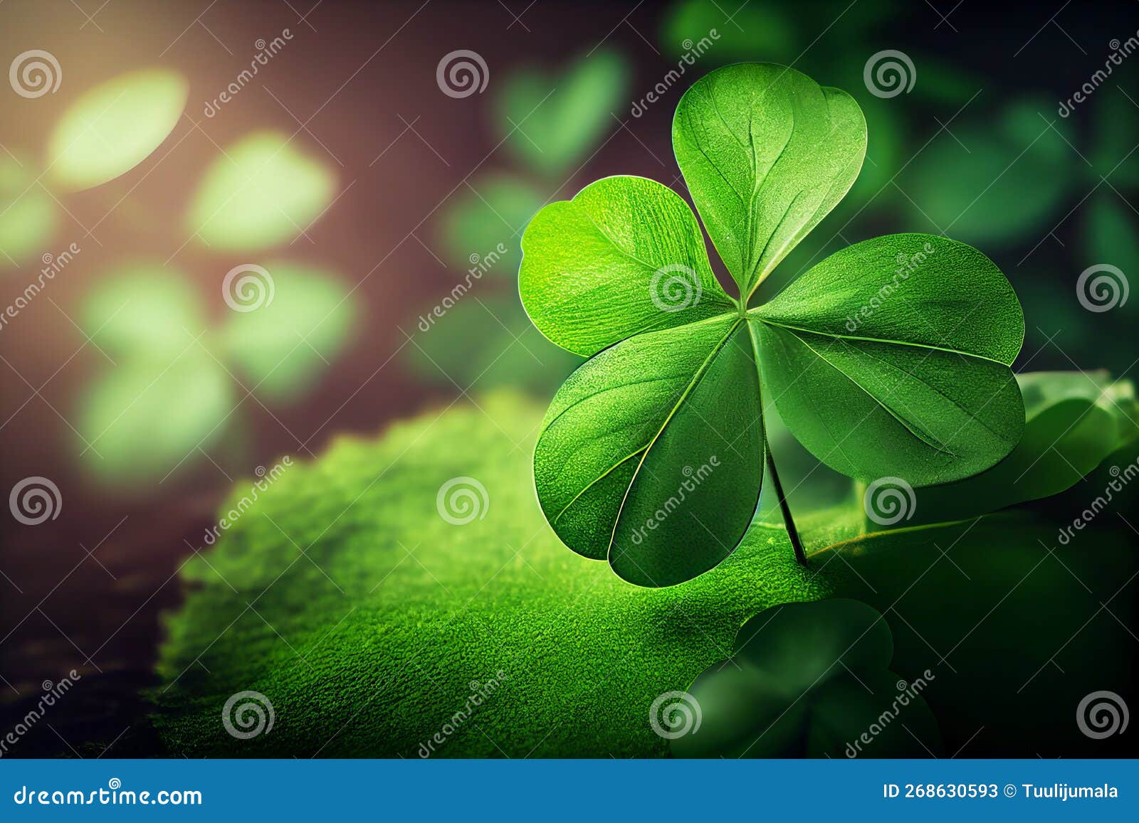 Green Four-leaf Clover Background with Copy Space Stock Illustration ...