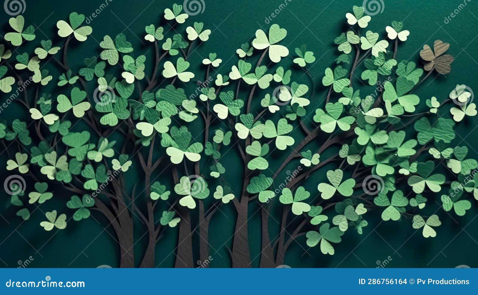 Green Four Leaf Clover Green Background, Generative AI. Stock ...