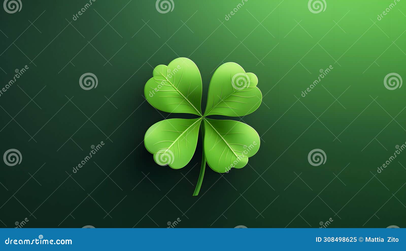 The Green Four-Leaf Clover, Copy Space Stock Image - Image of generated ...