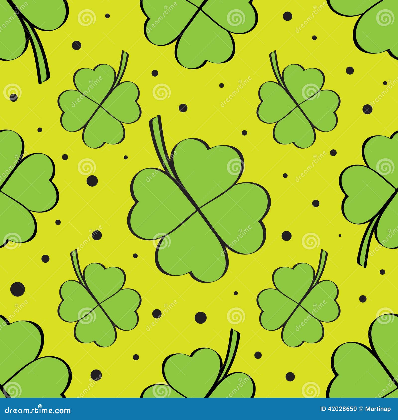 Green Four Leaf Clover Seamless Pattern Stock Illustration ...