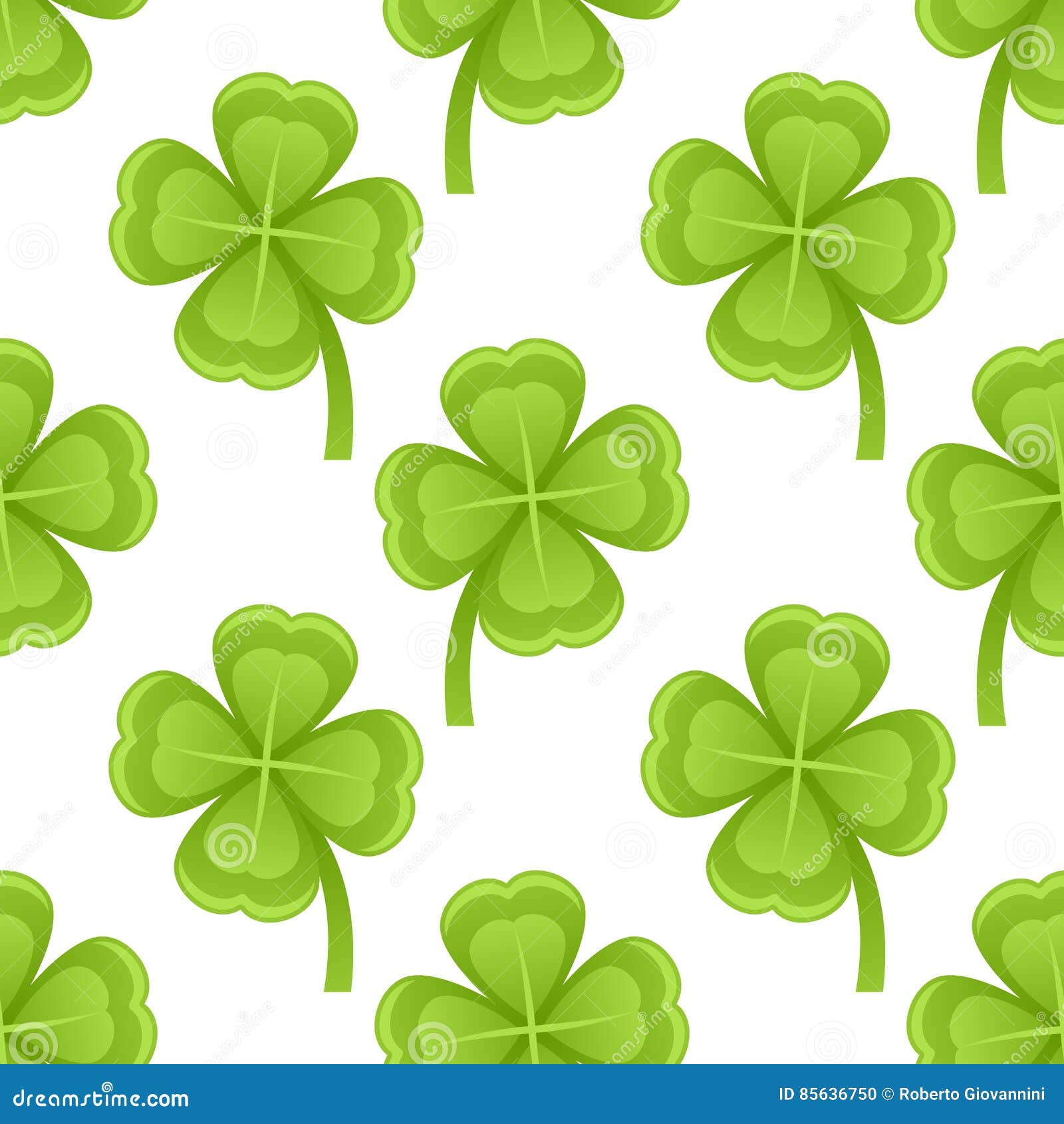 Green Four Leaf Clovers Seamless Pattern Stock Vector - Illustration of ...