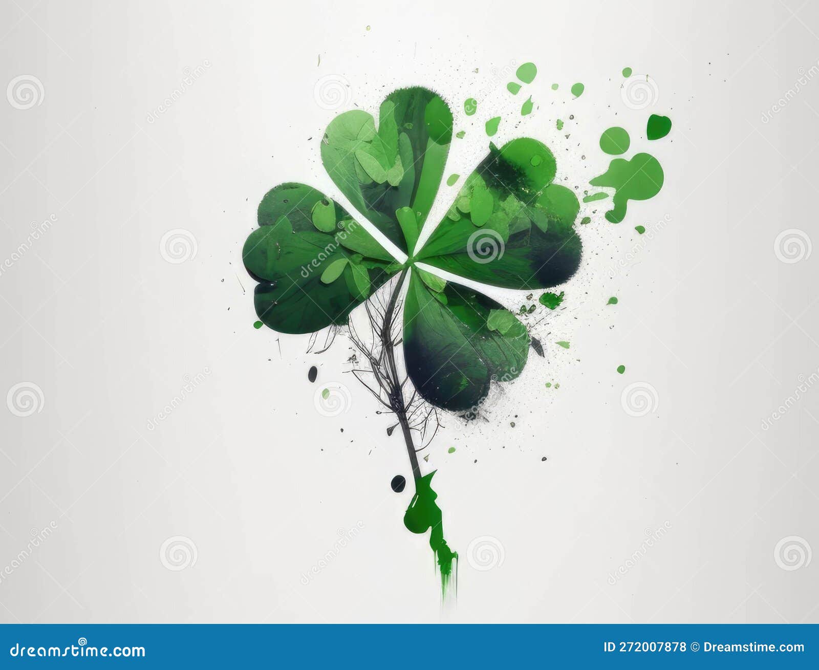 A Green Fourleafed Clover Bursting with Good Luck. AI Generation Stock ...