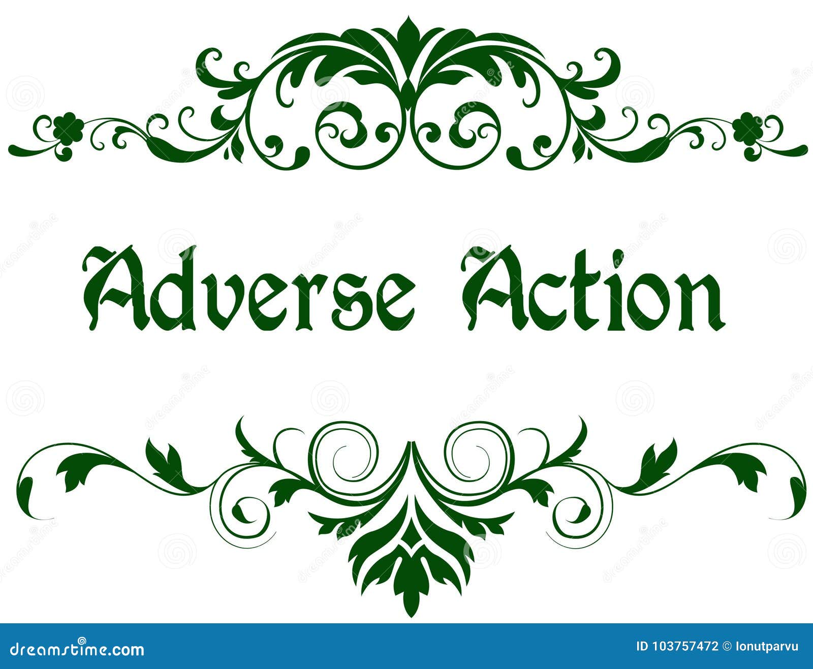 ADVERSE ACTION Text Under A Magnifying Glass On Green Background ...