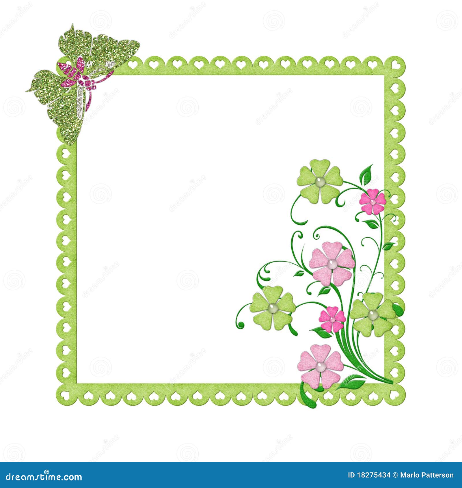 Green Frame with Flowers stock illustration. Illustration of frame ...
