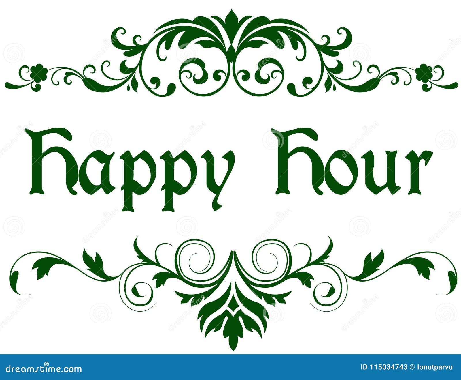 Green Frame with HAPPY HOUR Text. Stock Illustration - Illustration of ...