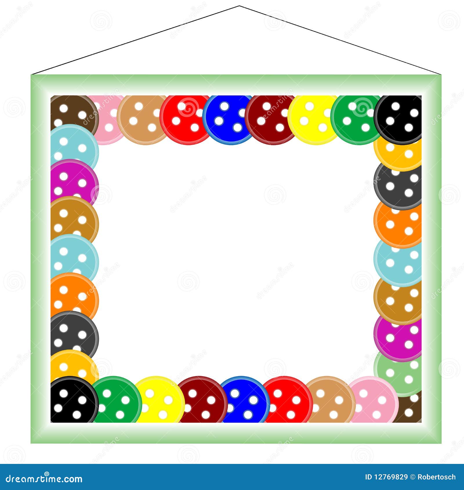 Green Frame for Photo, with Buttons Stock Vector - Illustration of card ...