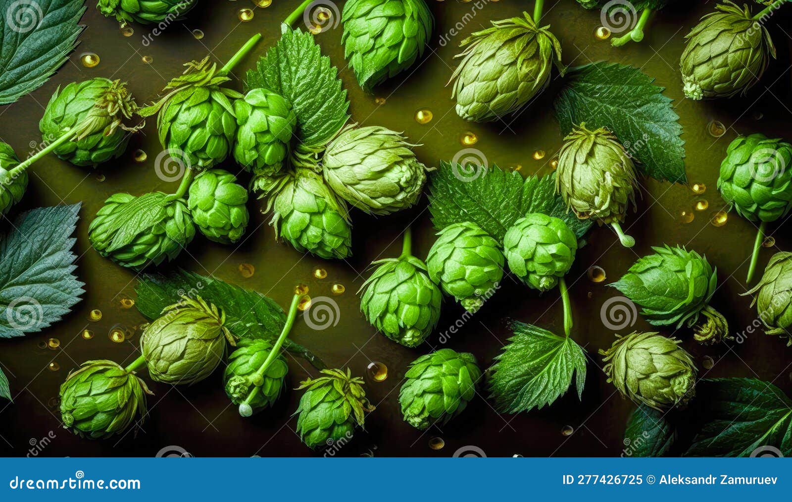 Green Fresh Hop Cones for Making Beer and Bread Close Up. Ai Generated ...