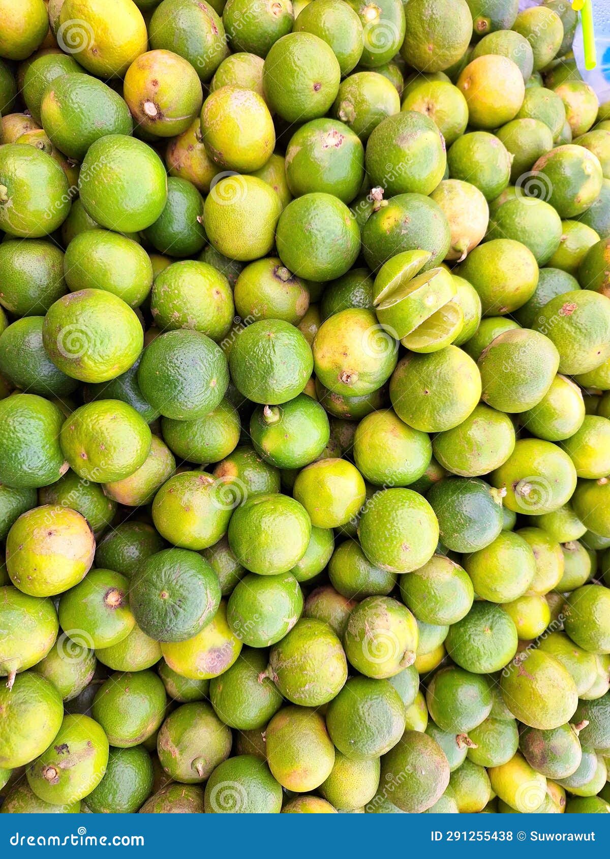 Green and Fresh Lemon for Cooking in the Market Stock Photo - Image of ...