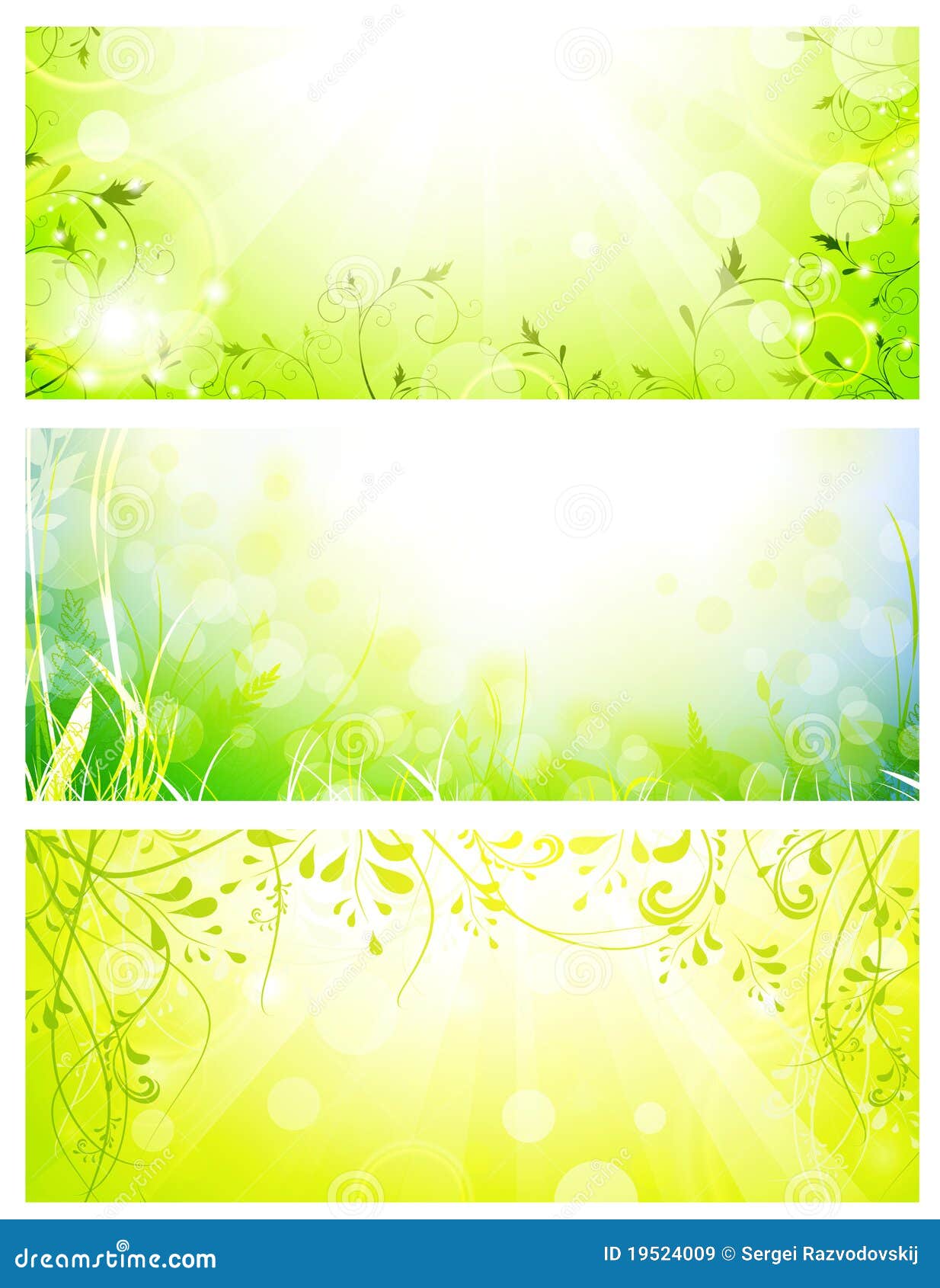 Green fresh sunny banners stock vector. Illustration of advertising ...