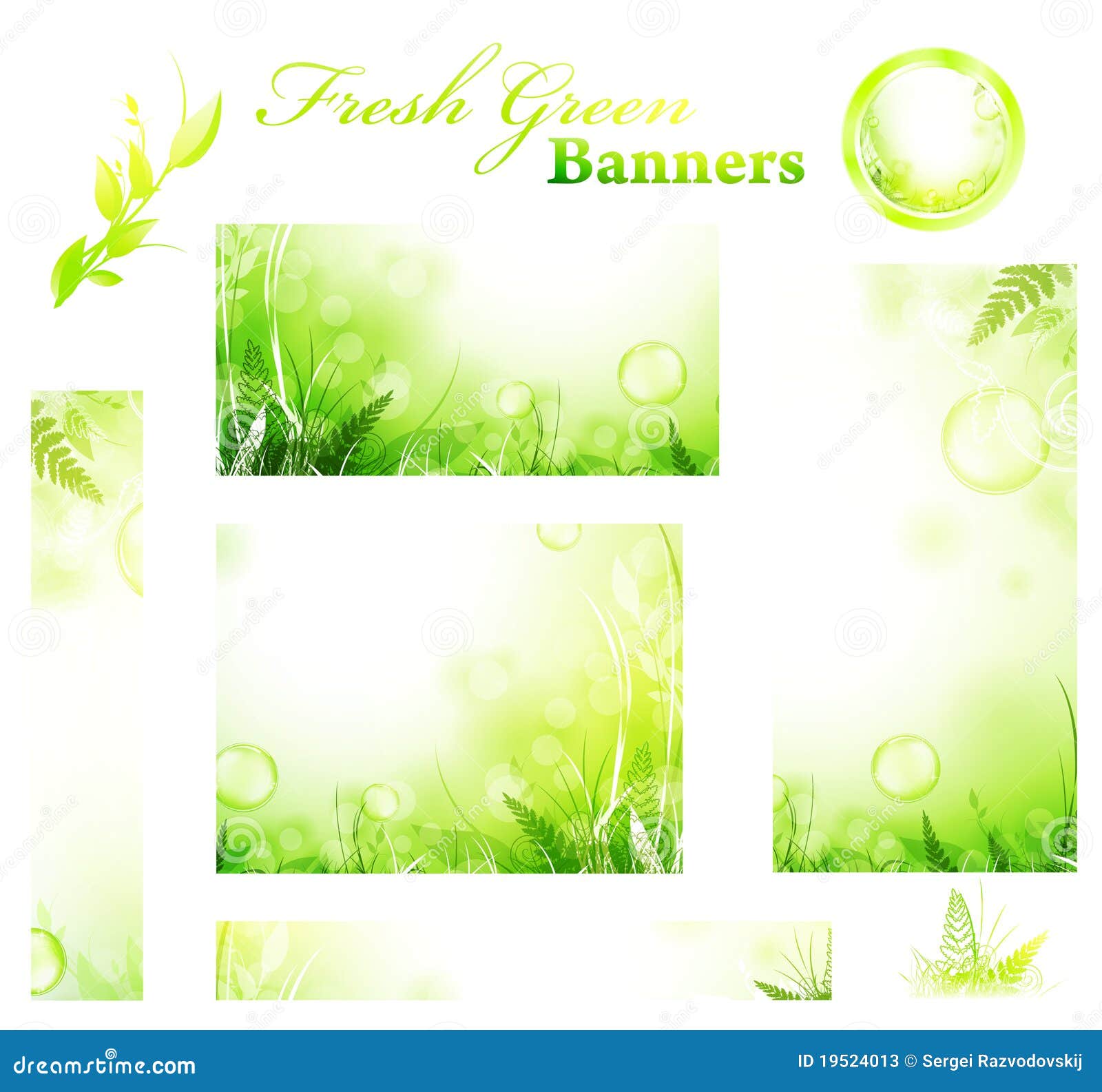 Green fresh sunny banners stock vector. Illustration of bright - 19524013