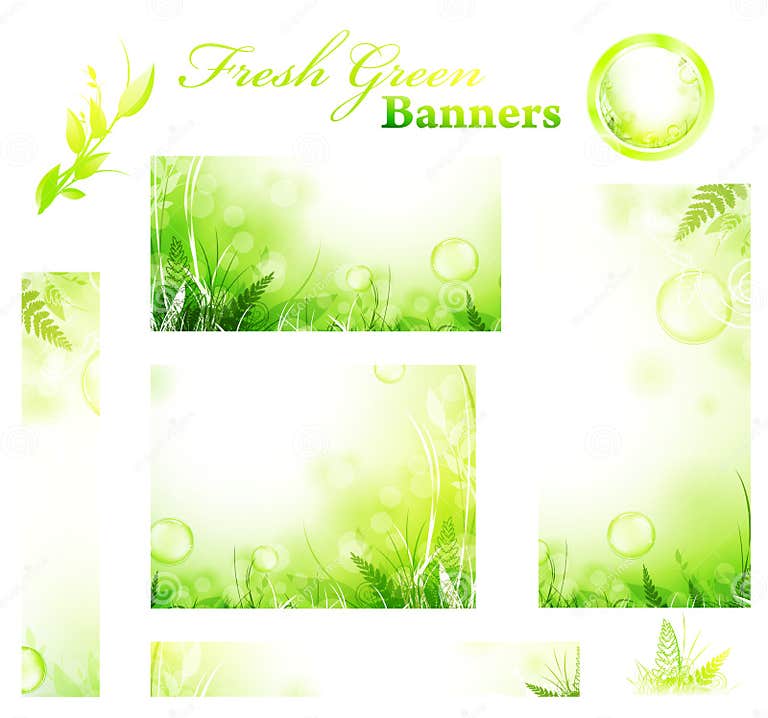 Green fresh sunny banners stock vector. Illustration of bright - 19524013