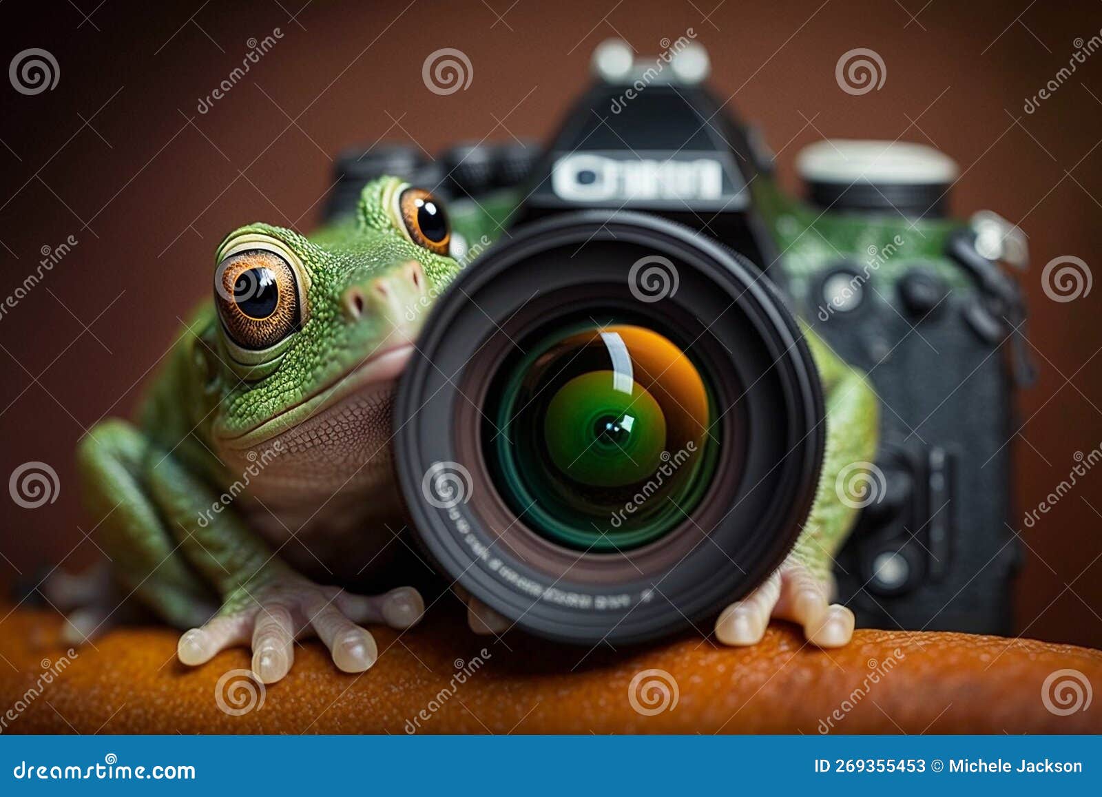 A Green Frog with a Camera Created by Generative Ai Stock Illustration ...