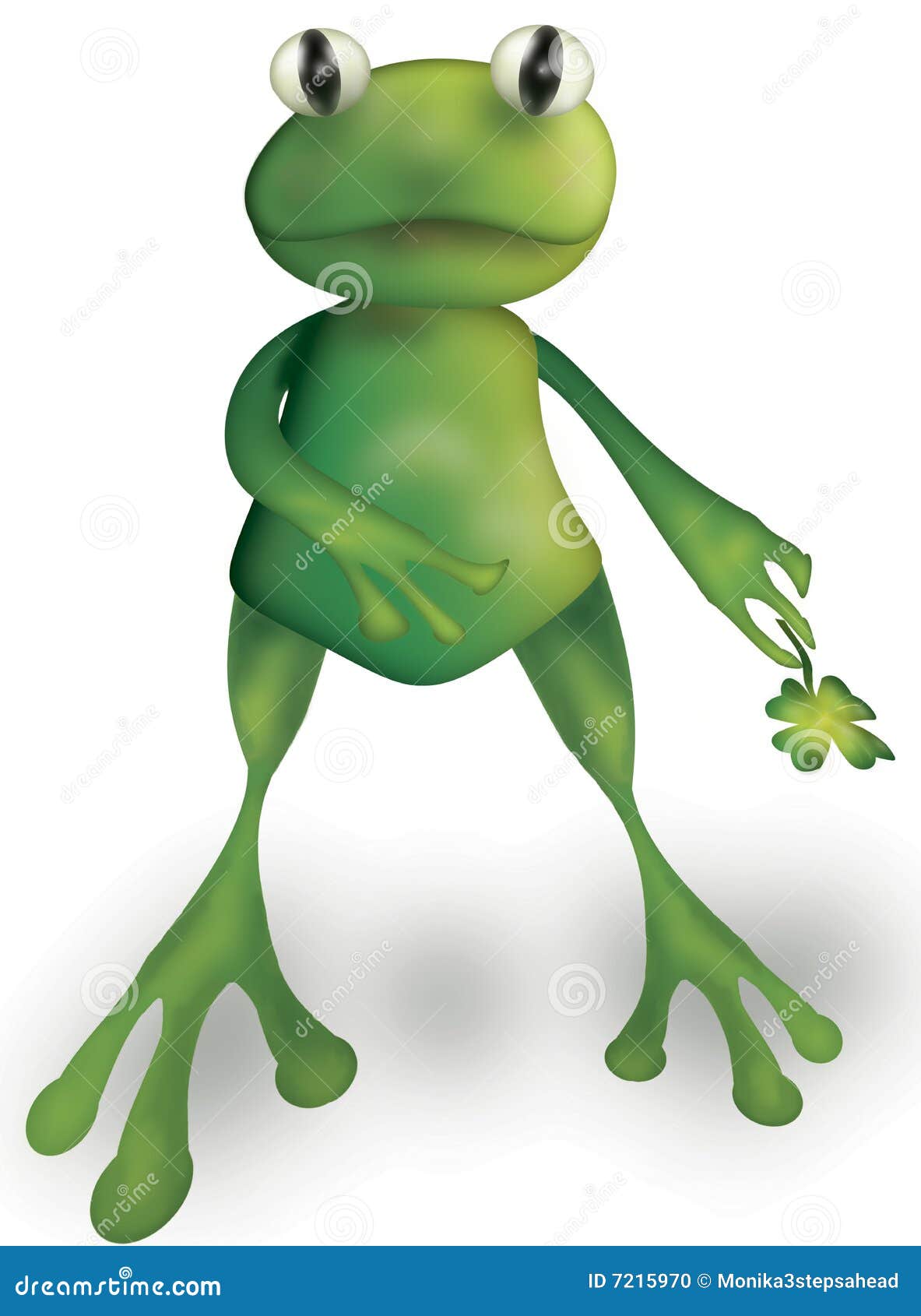 Green frog with clover stock illustration. Illustration of froggie ...