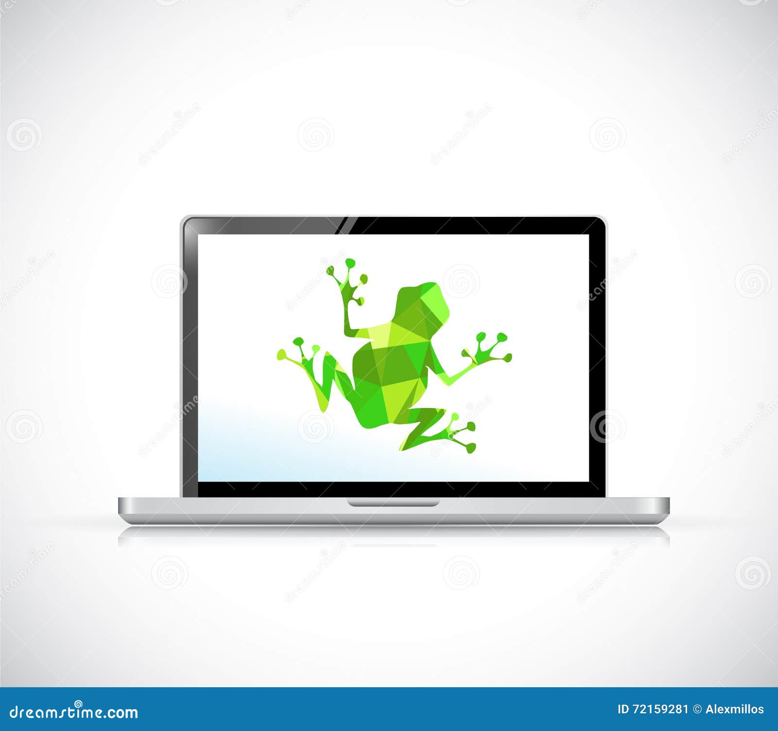 Green Frog on Computer Screen Illustration Stock Illustration ...