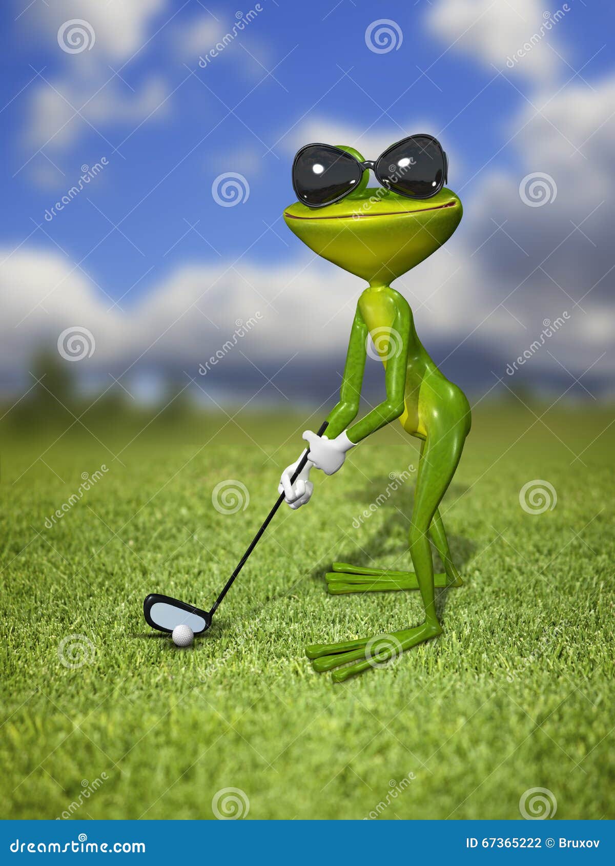 Green frog golfer stock illustration. Illustration of golfer - 67365222