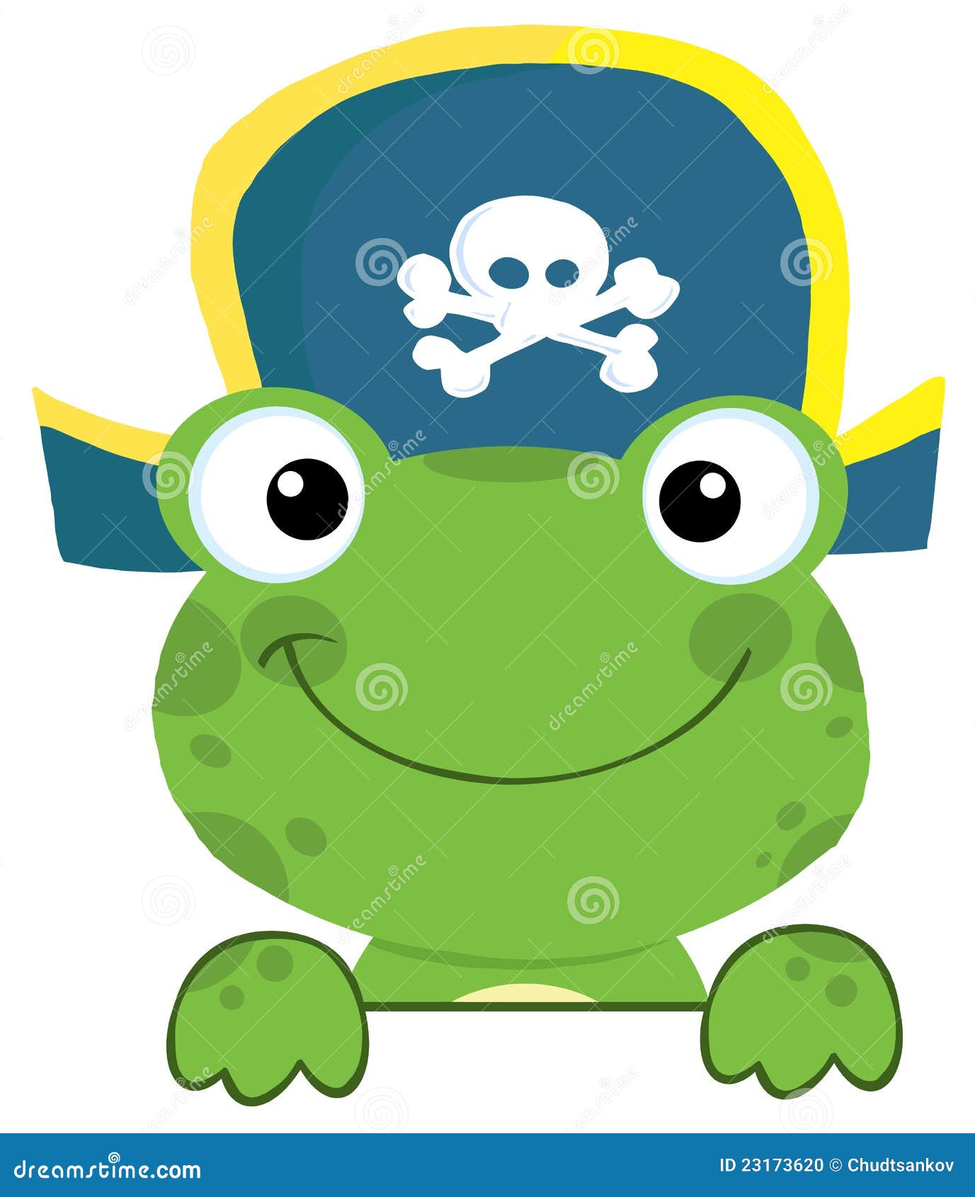 Green Frog Pirate Looking Over a Surface Stock Vector - Illustration of ...