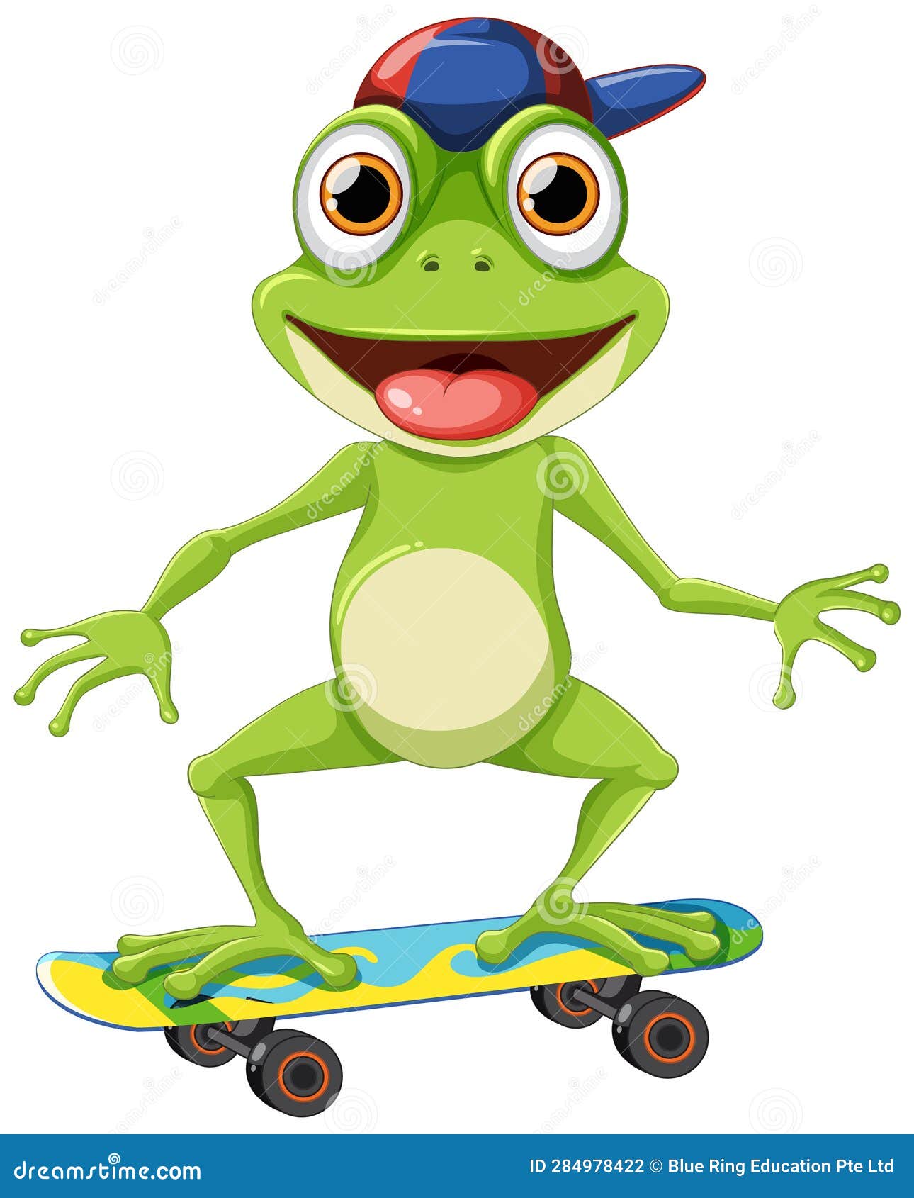 Green Frog Playing Skateboard Stock Vector - Illustration of cute ...