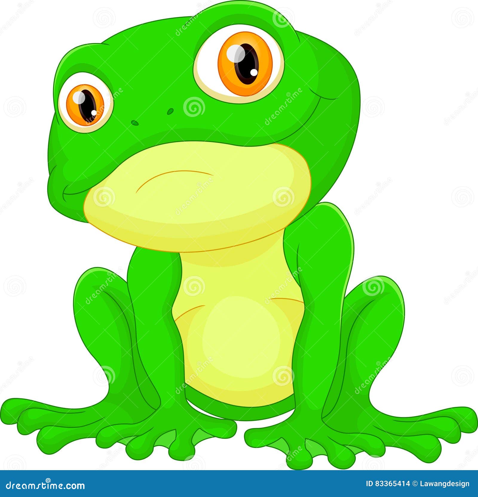 Green frog sitting cartoon stock vector. Illustration of smile - 83365414