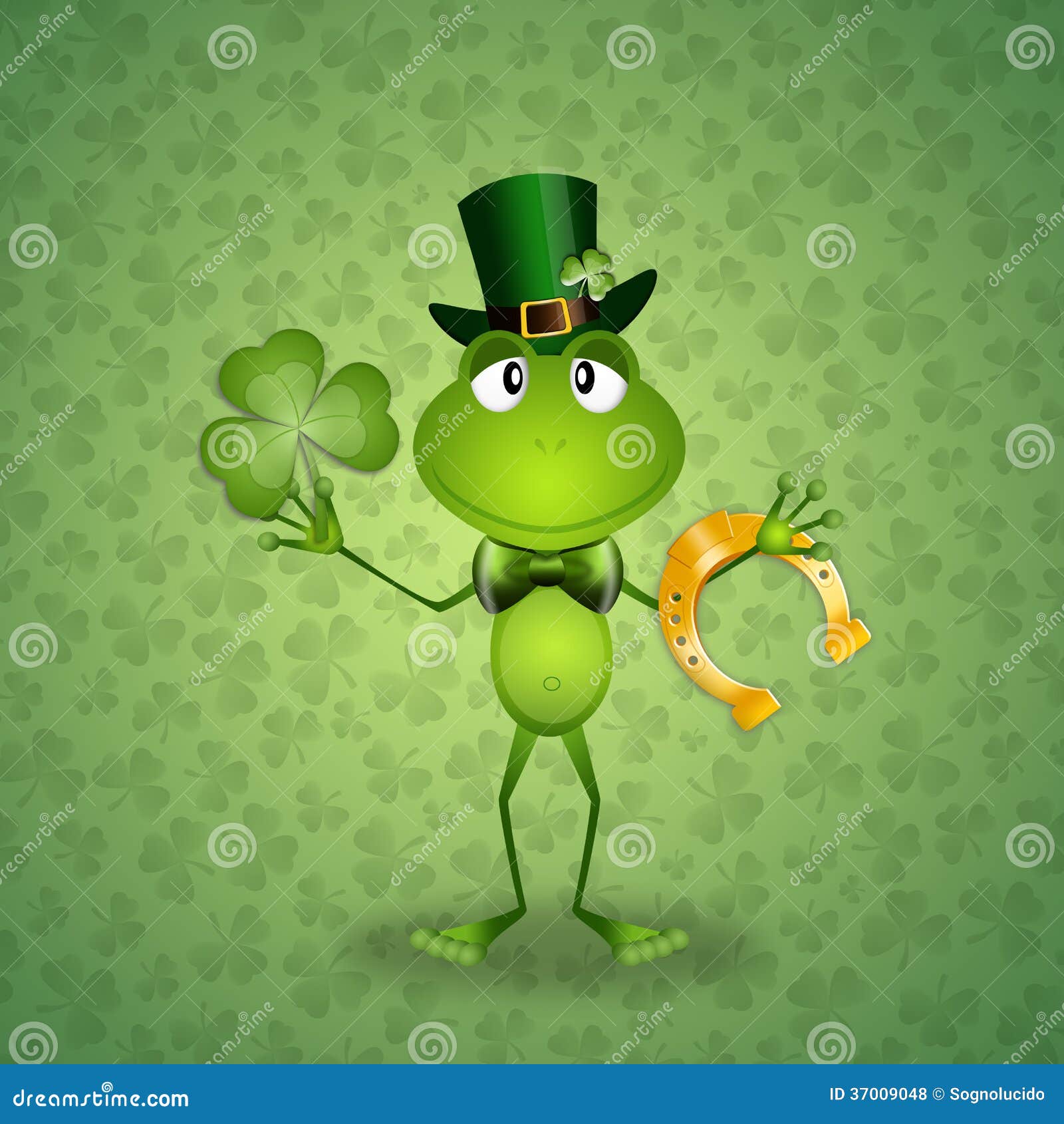 Green Frog in St.Patrick S Day Stock Illustration - Illustration of ...
