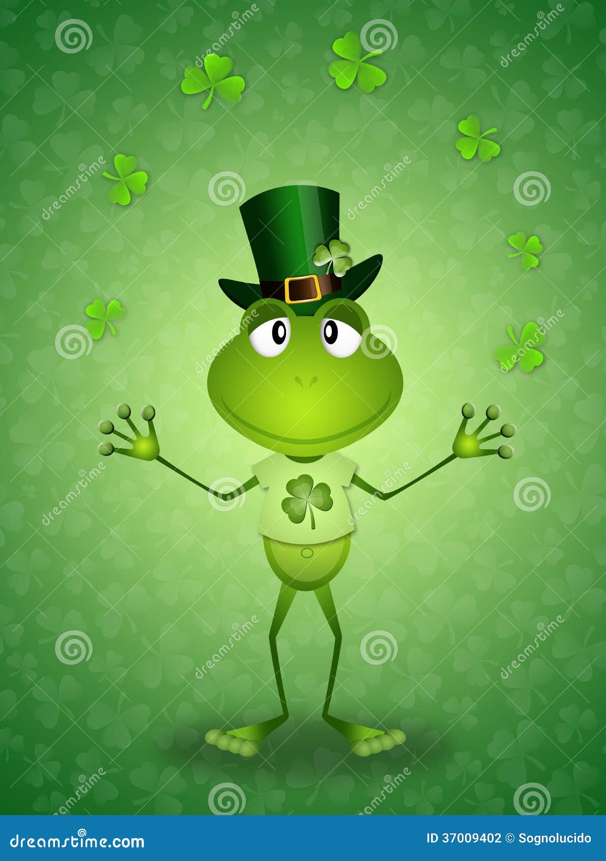 Green Frog in St.Patrick S Day Stock Illustration - Illustration of ...