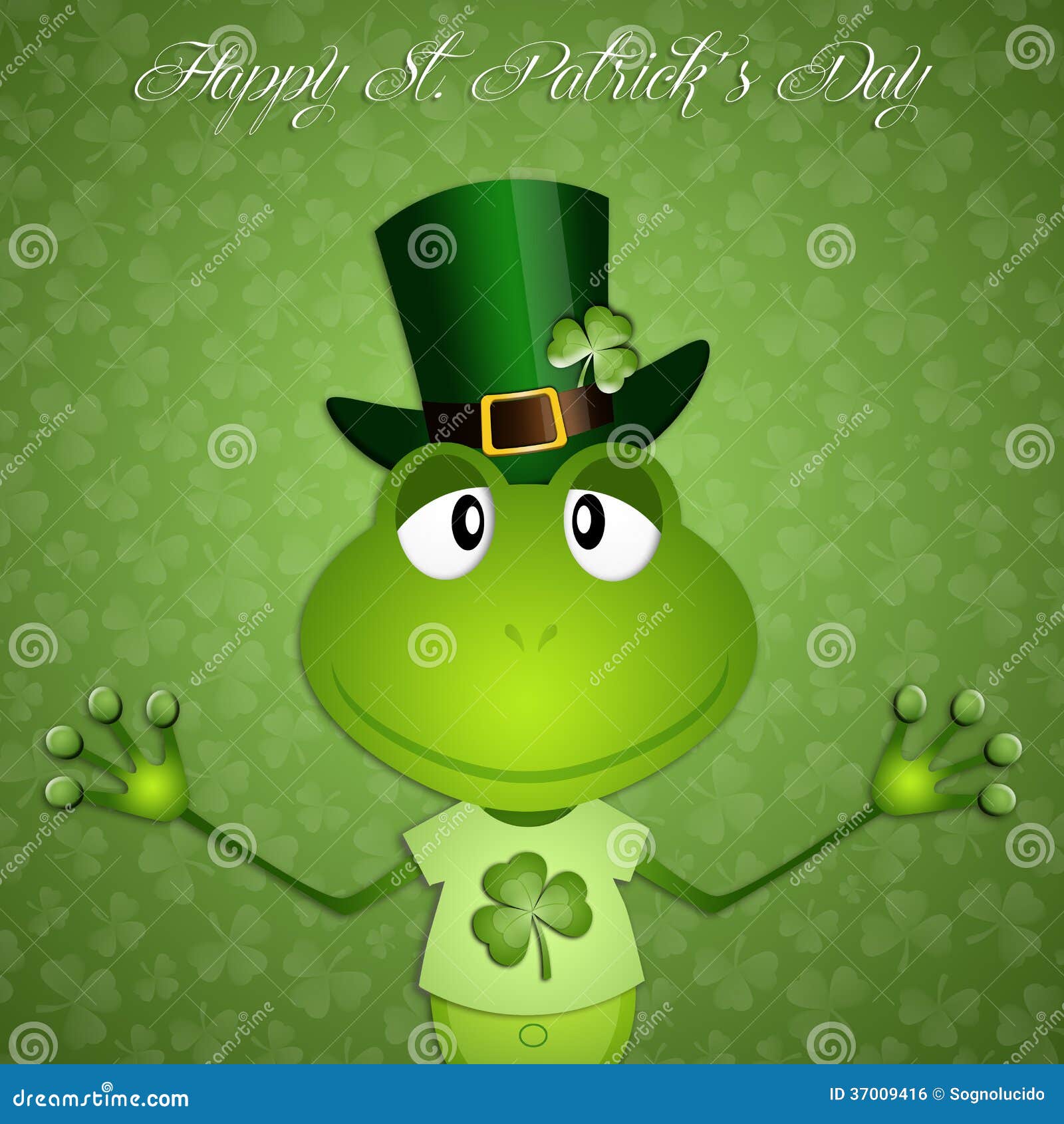 Green Frog in St.Patrick S Day Stock Illustration - Illustration of ...