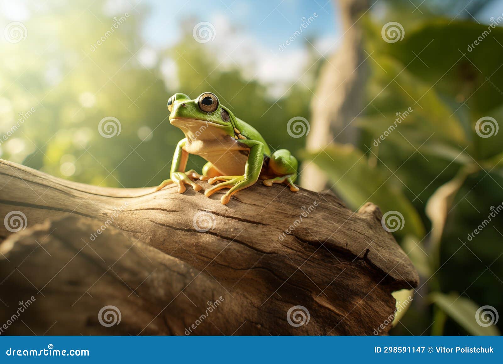 Green Frog on Top of the Tree in Nature - Wallpaper Stock Illustration ...