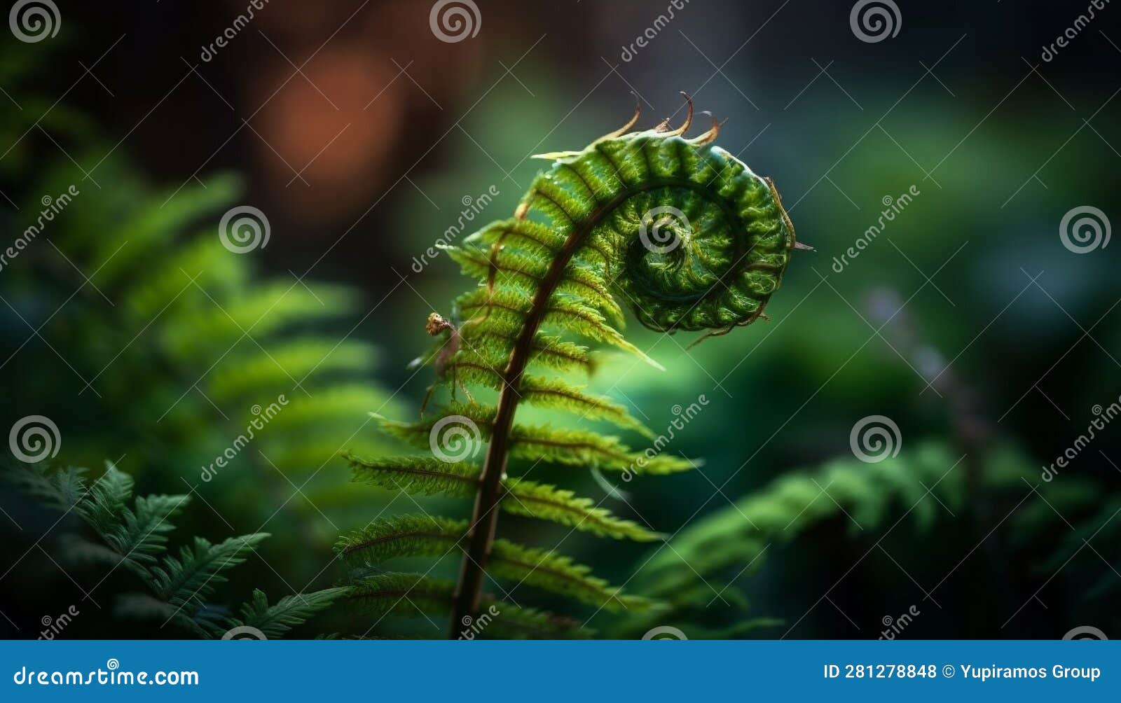 Green Frond Spiral, Macro Leaf Growth in Tropical Rainforest Generated ...